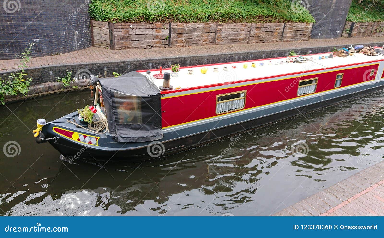Barge in canal stock photo. Image of large, cargo, transportation ...