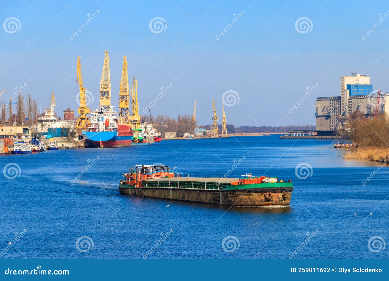Barge Sailing on the Oder River in Szczecin, Poland Stock Photo - Image of mast, commercial ...