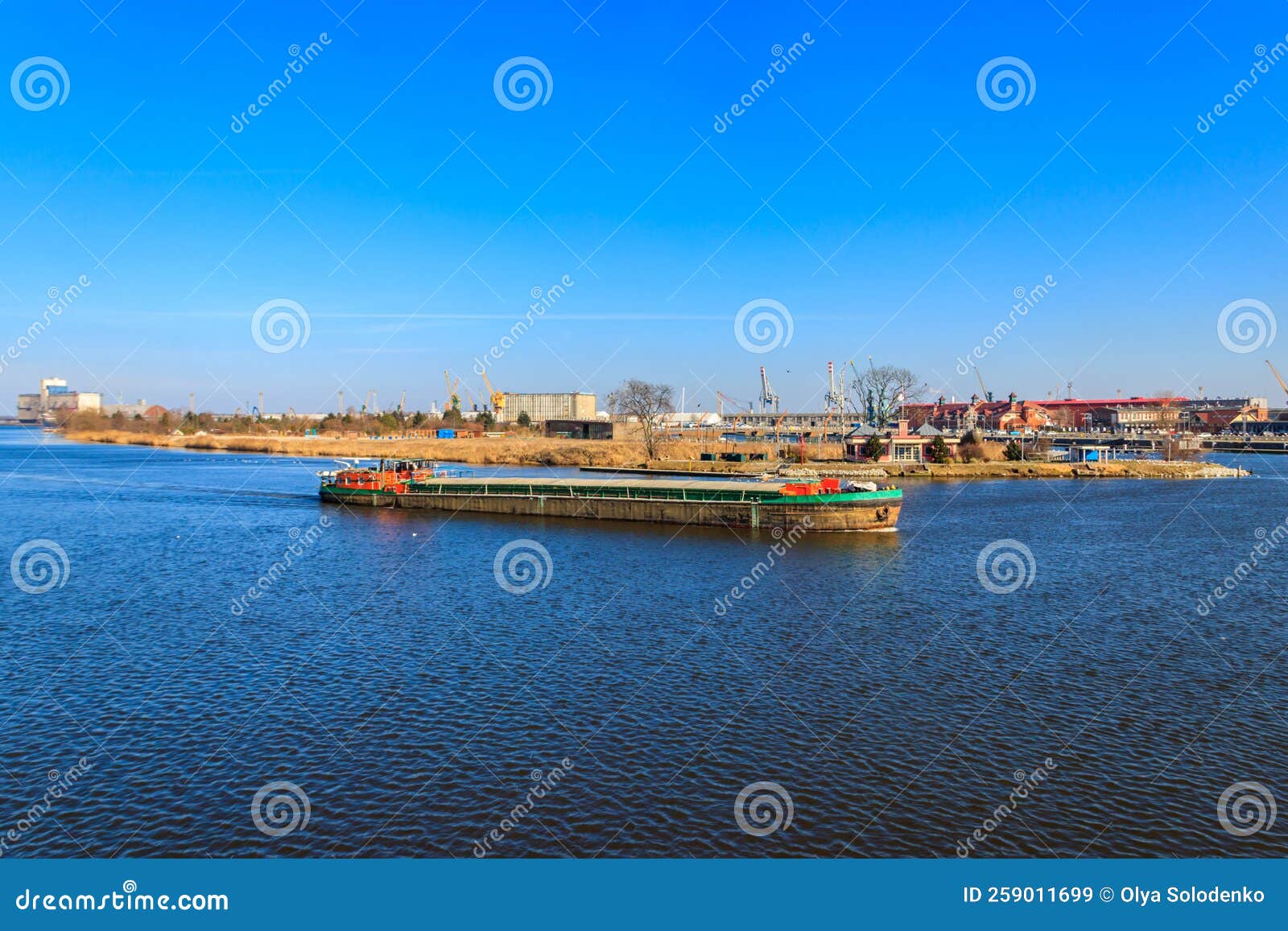 Barge Sailing on the Oder River in Szczecin, Poland Stock Image - Image of bulk, jetty: 259011699
