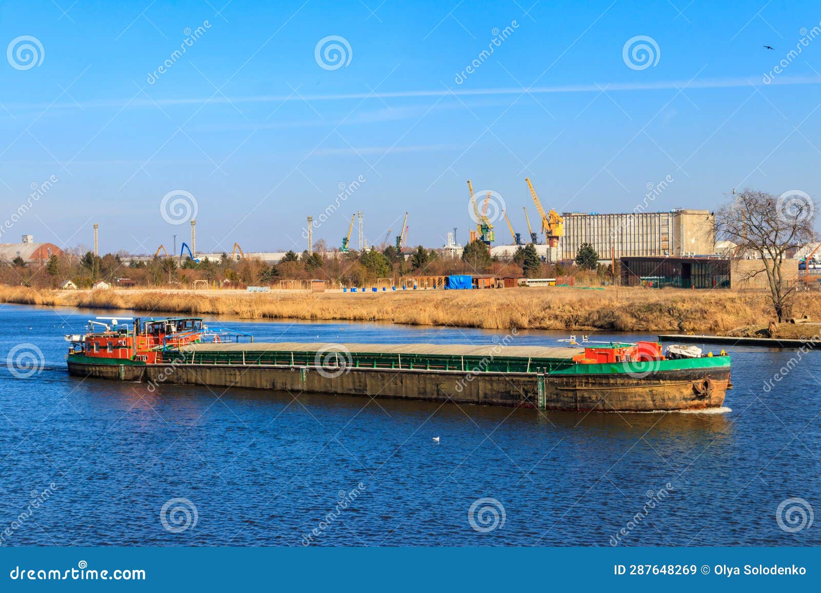 Barge Sailing on the Oder River in Szczecin, Poland Stock Image - Image of construction, cargo ...