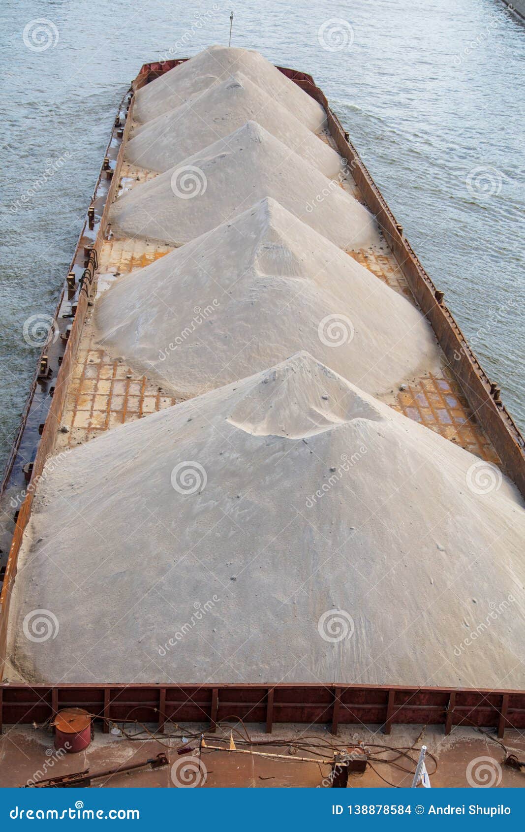 A Barge with Sand Floats Along the River Stock Photo - Image of ...