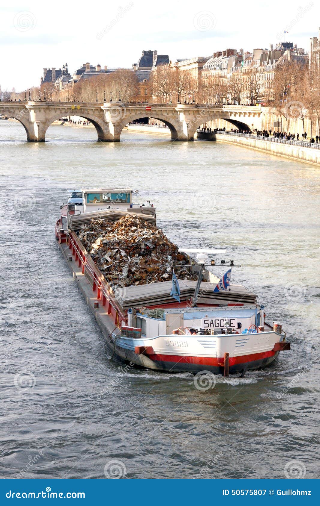 Barge on the Seine editorial photography. Image of watercraft - 50575807