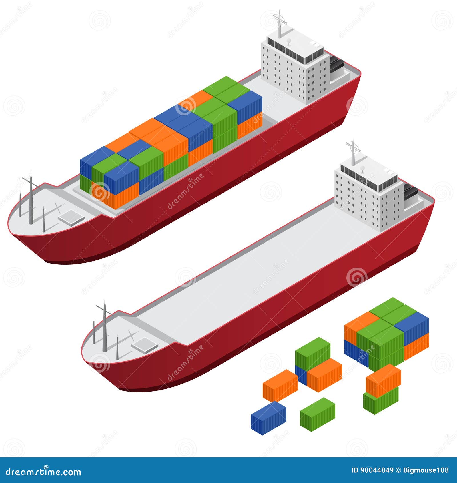 Barge Set Isometric View. Vector Stock Vector - Illustration of dock ...