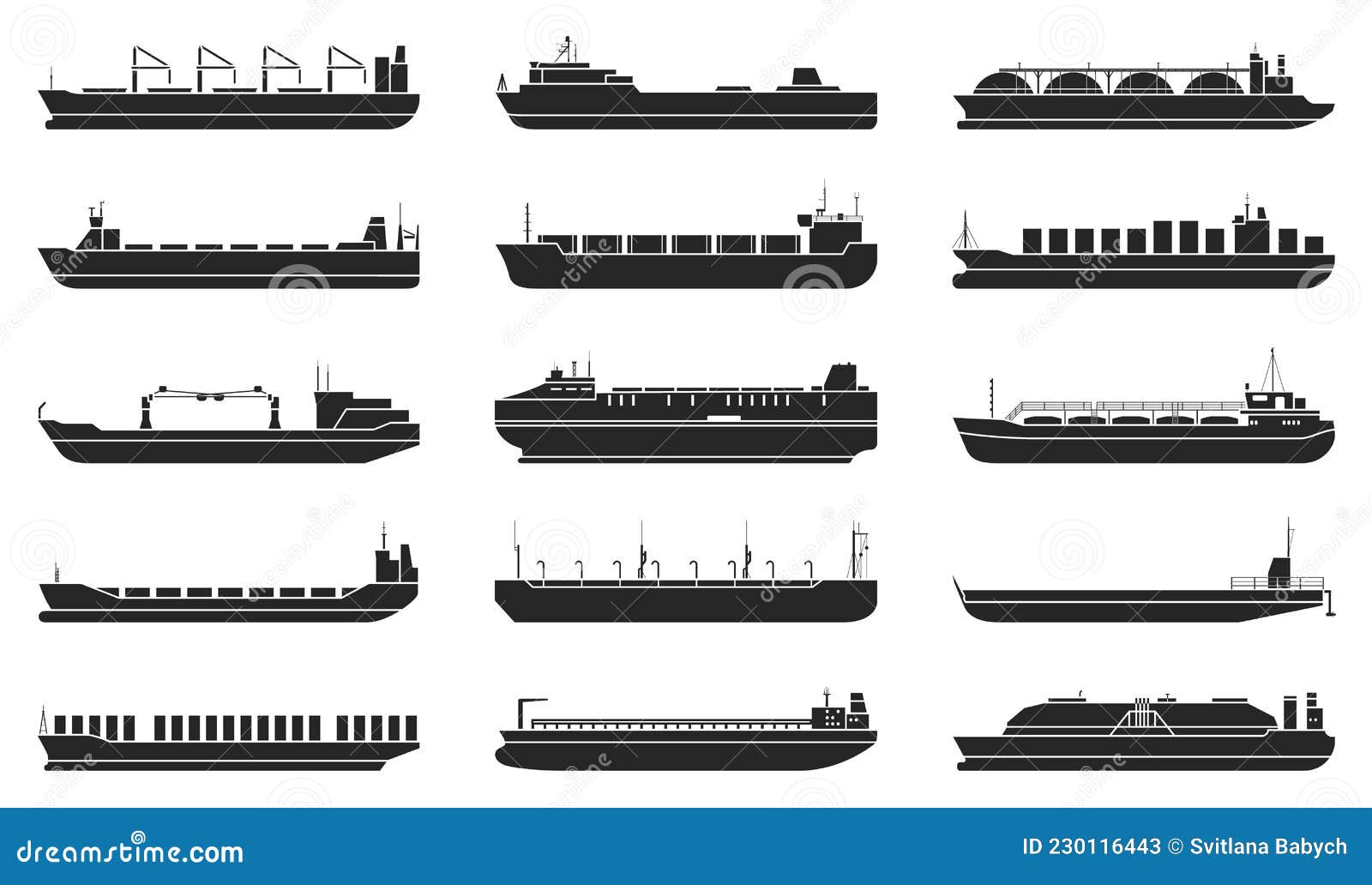 Barge Vector Black Set Icon. Vector Illustration Cargo Ship on White ...