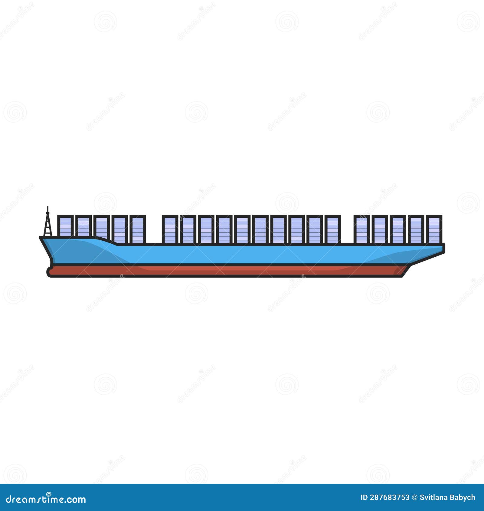 Barge Vector Cartoon Set Icon. Vector Illustration Cargo Ship On White ...