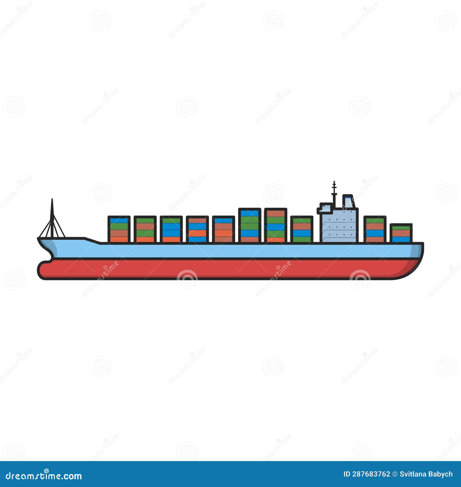 Barge Vector Cartoon Set Icon. Vector Illustration Cargo Ship On White ...