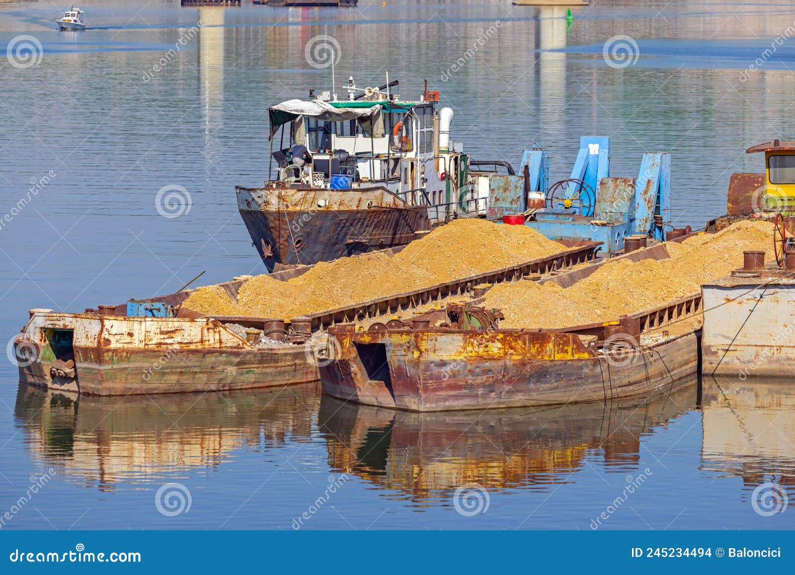 Barges with Aggregate stock photo. Image of steel, full - 245234494