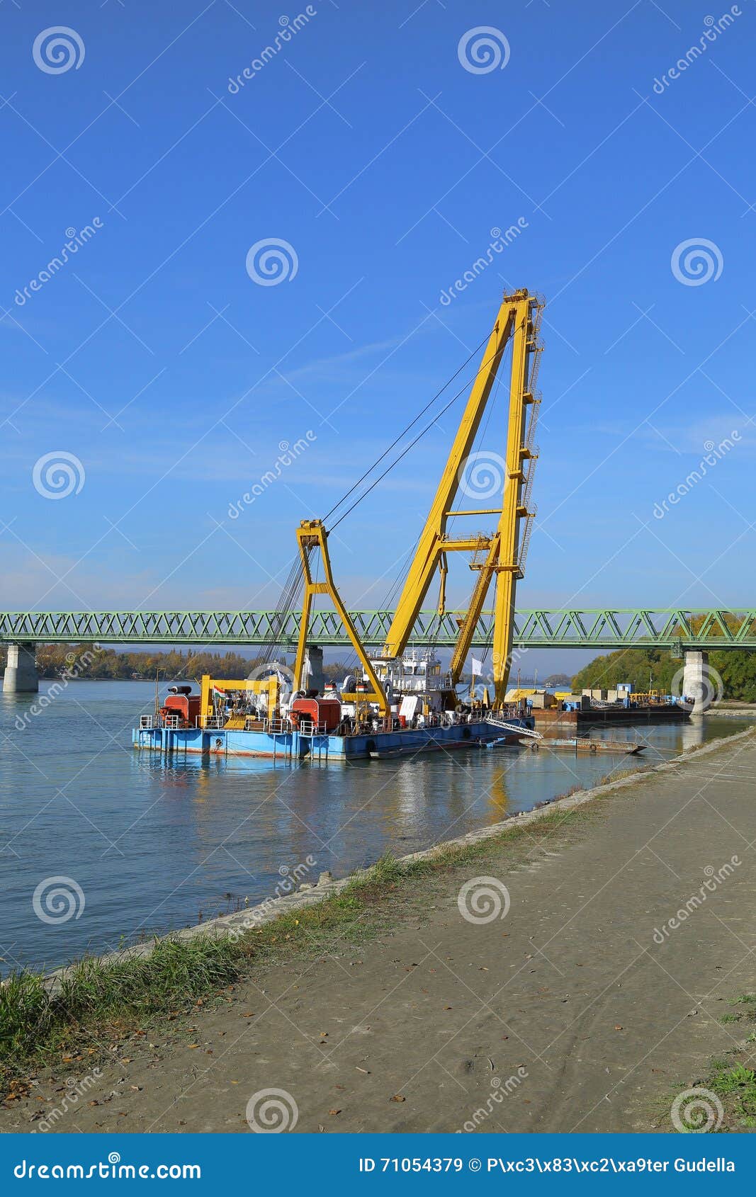 Barges with Construction Equipment Stock Image - Image of cargo, scenic ...