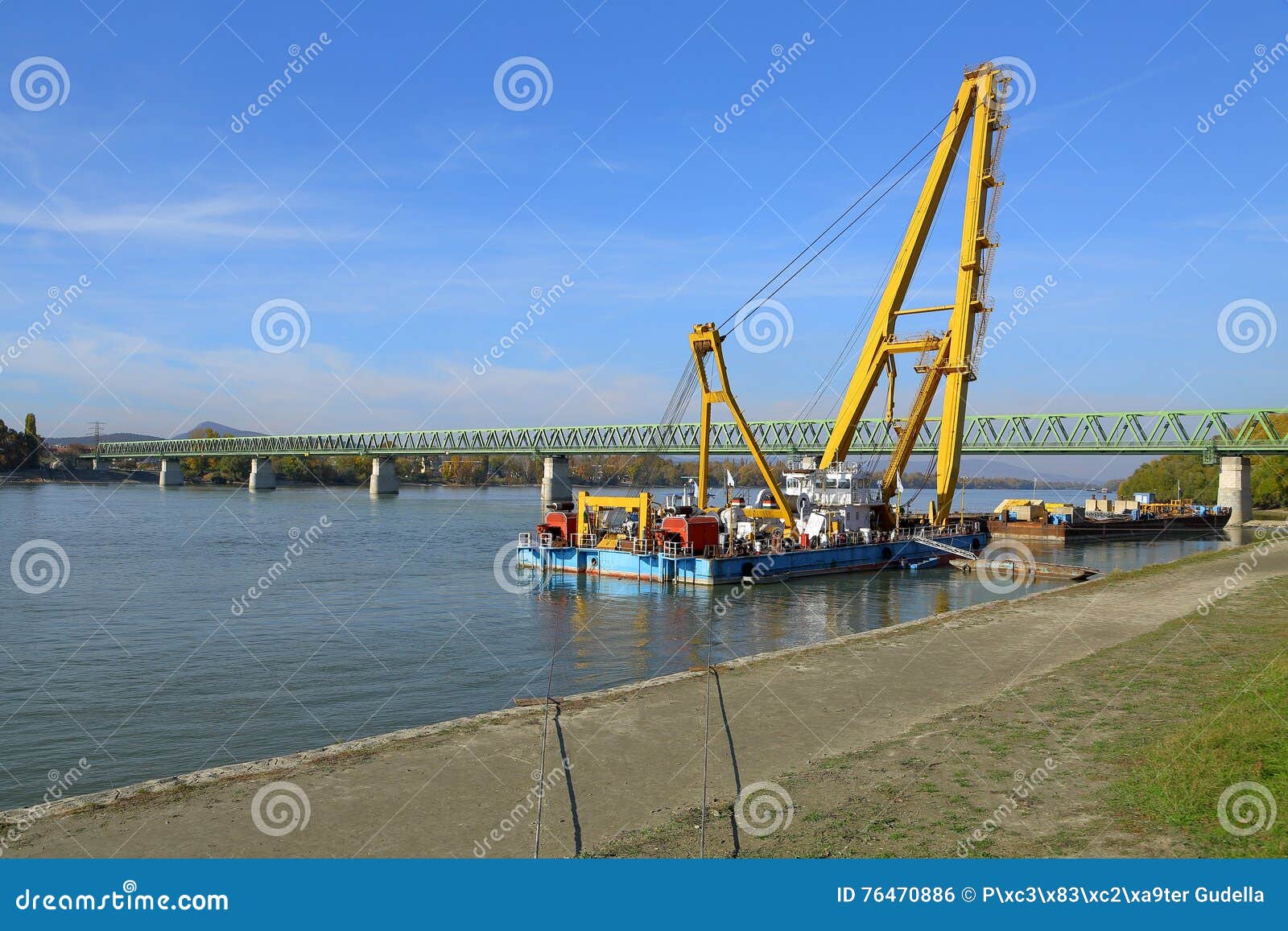 Barges with Construction Equipment Stock Photo - Image of scenic, carry ...