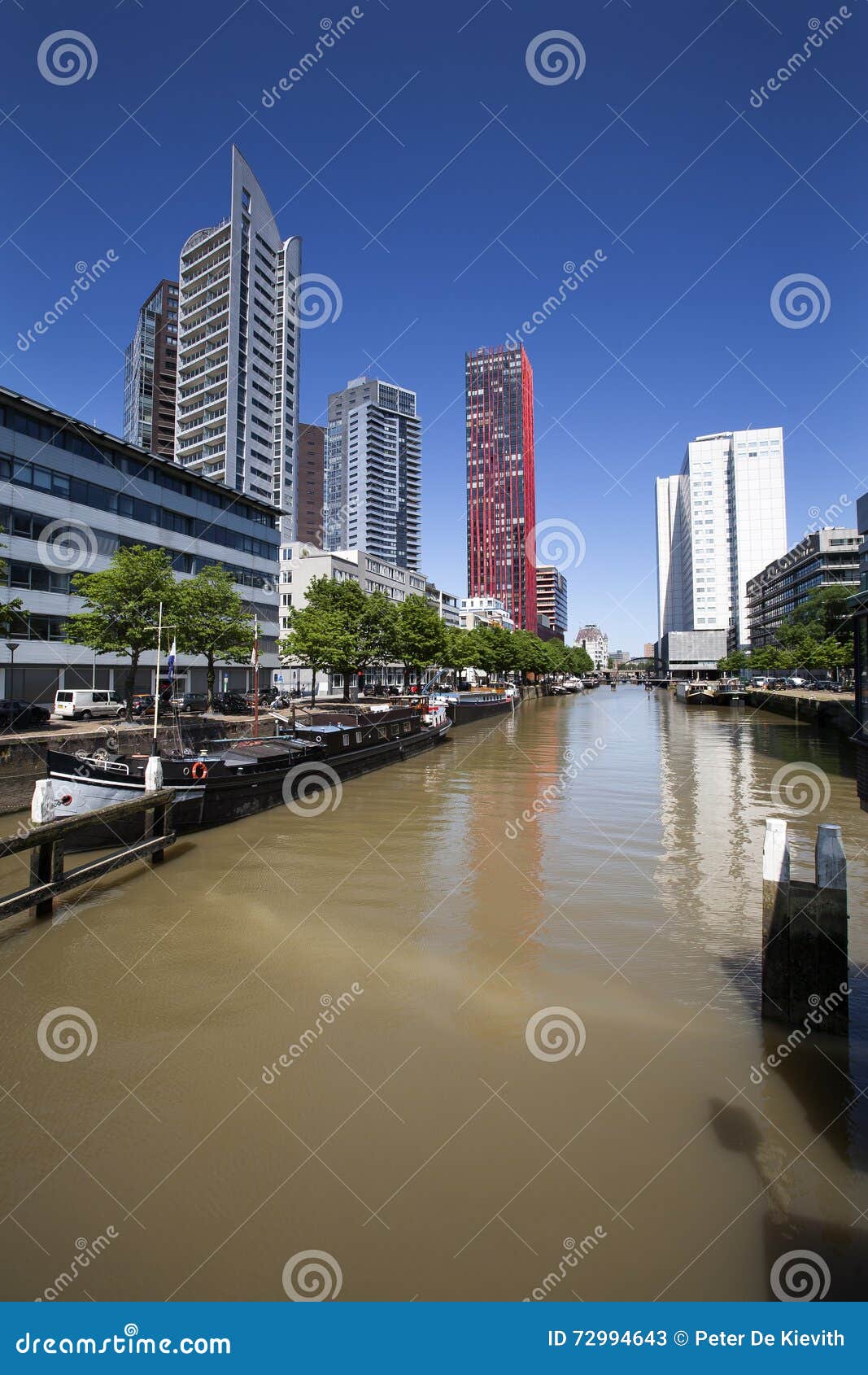 Barges and Modern Buildings in Rotterdam Stock Image - Image of europe ...