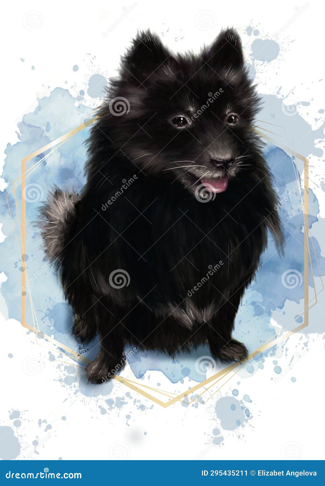 Digital Drawing Art of a Dog Pomeranian Spitz Stock Illustration ...