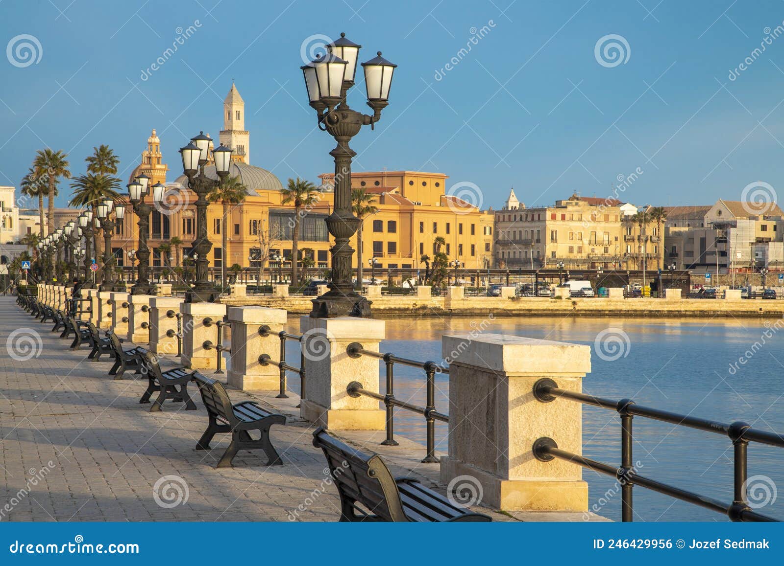 Bari - the Promenade in the Morning Light Stock Photo - Image of harbor ...