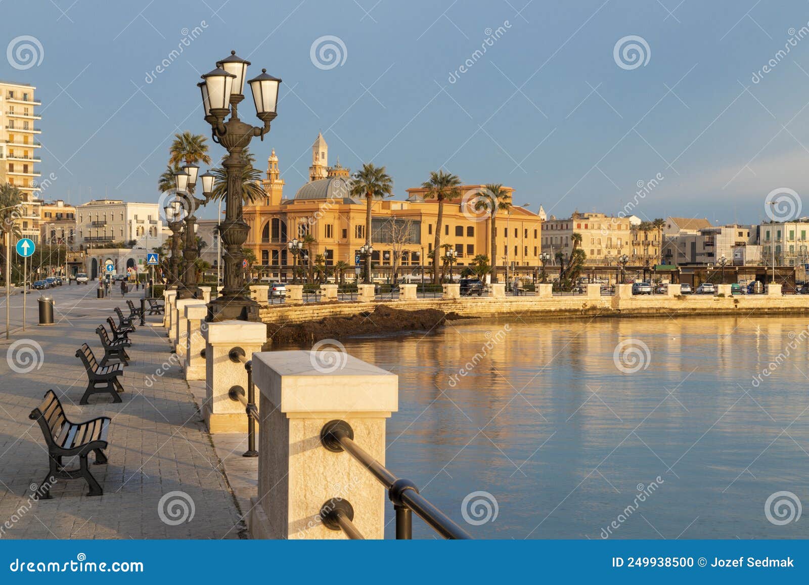 Bari - the Promenade with Theater in the Morning Light Stock Photo ...