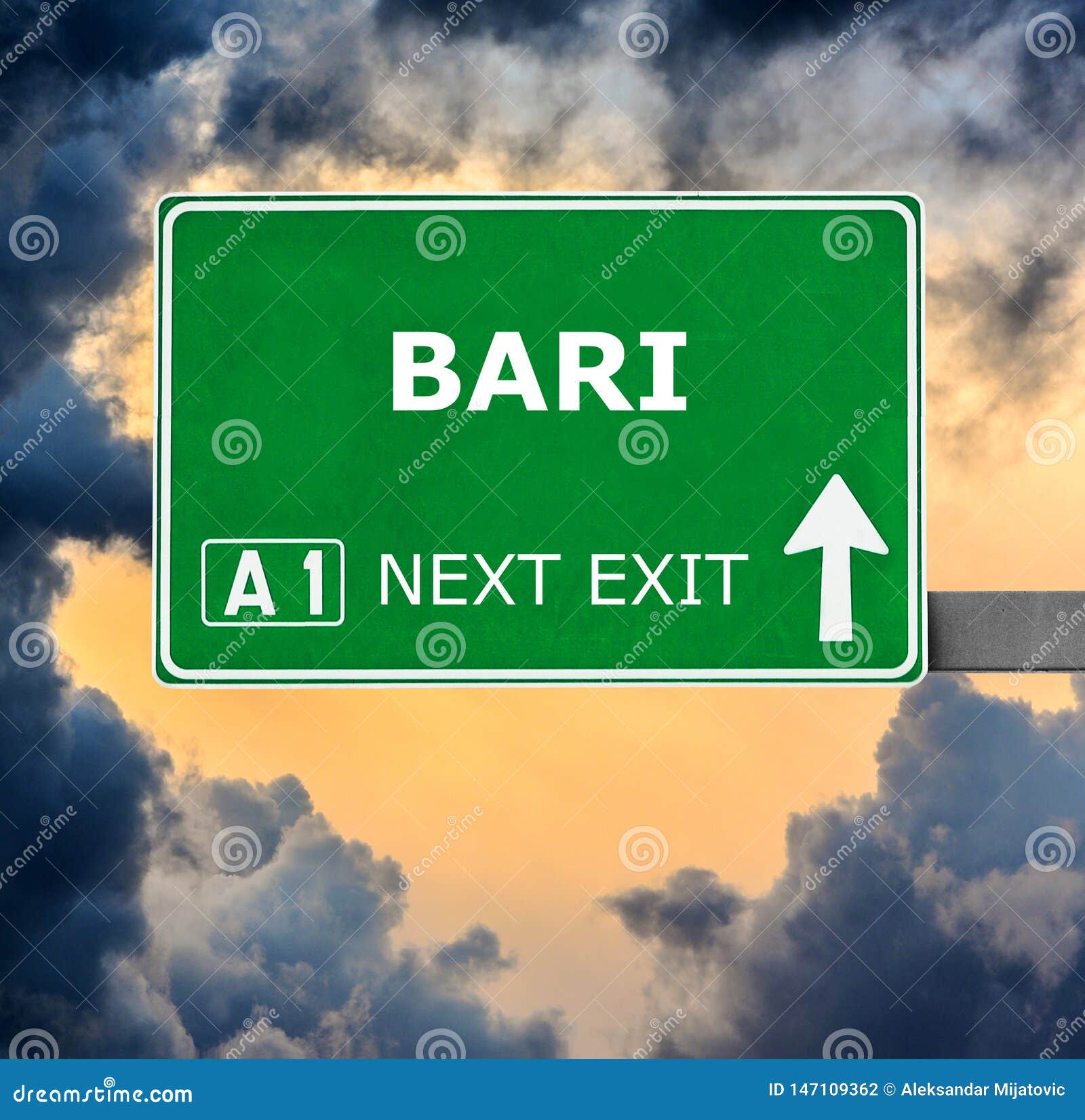 BARI Road Sign Against Clear Blue Sky Stock Photo - Image of highway ...