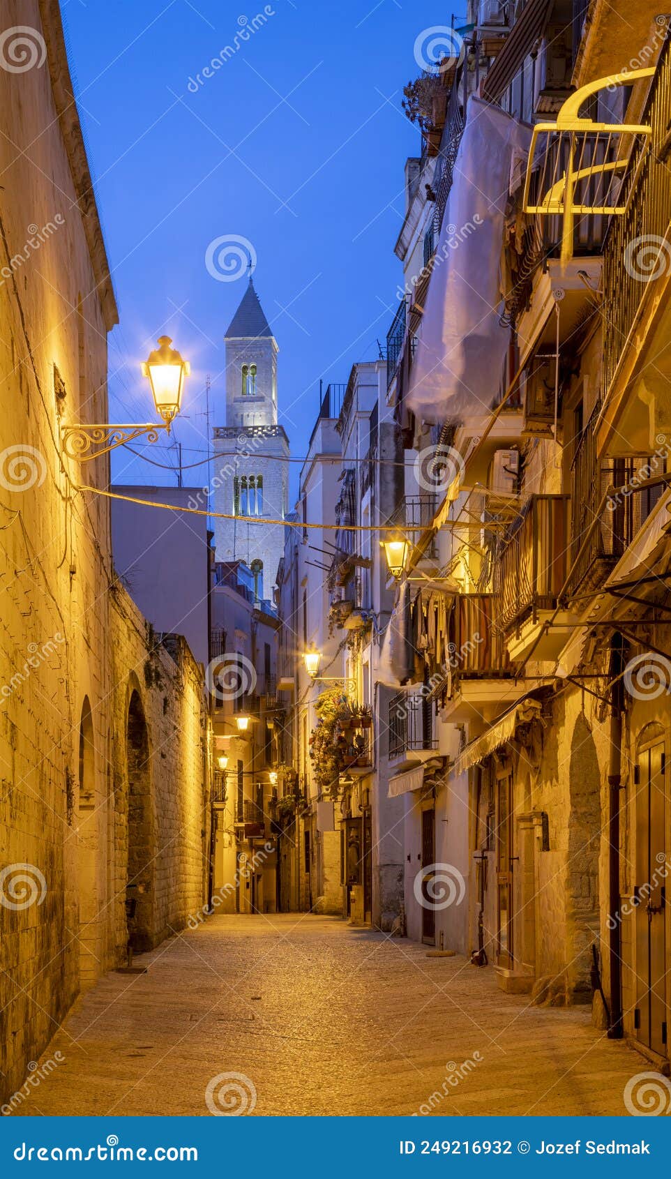 Bari - the Street of Old Town at Dusk Stock Photo - Image of european ...