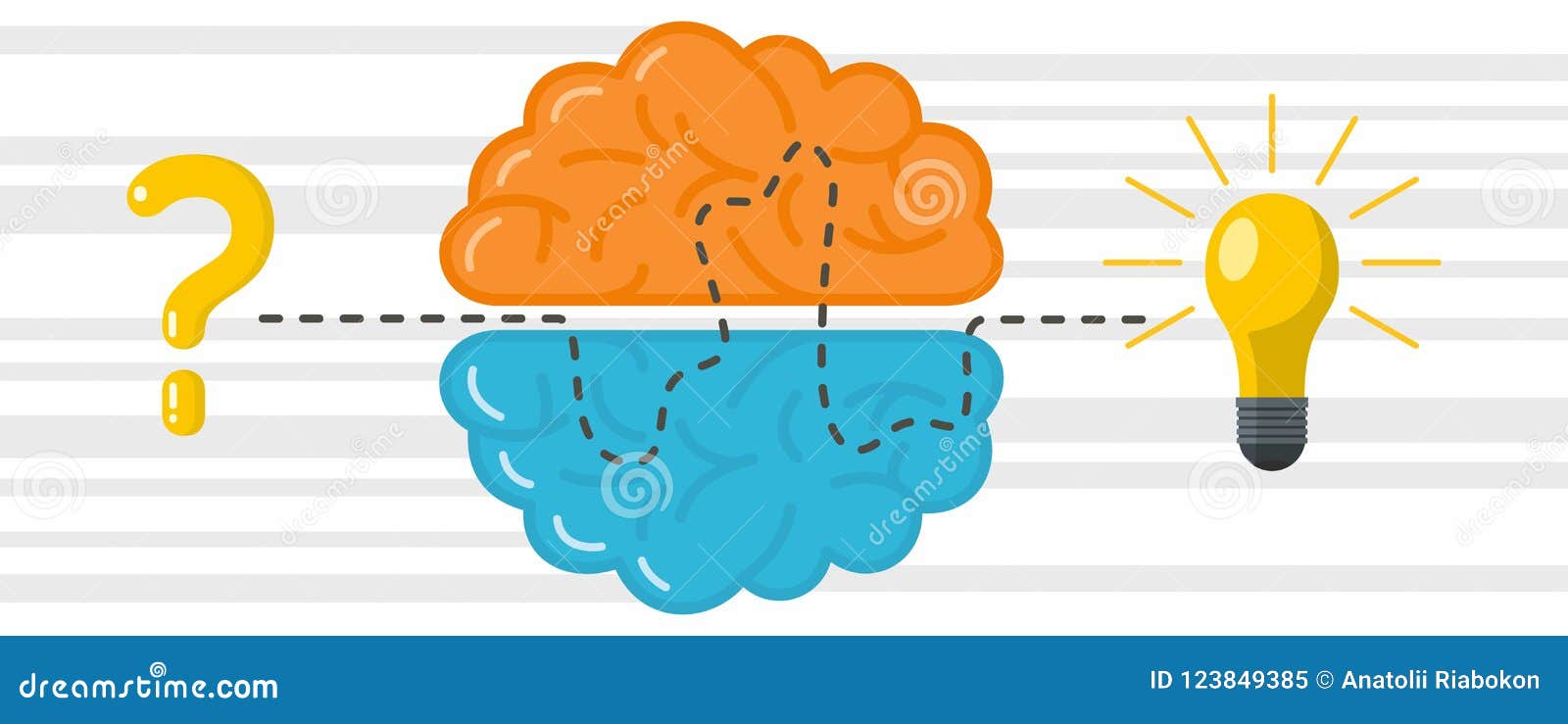 Brain banner, flat style stock illustration. Illustration of creative ...