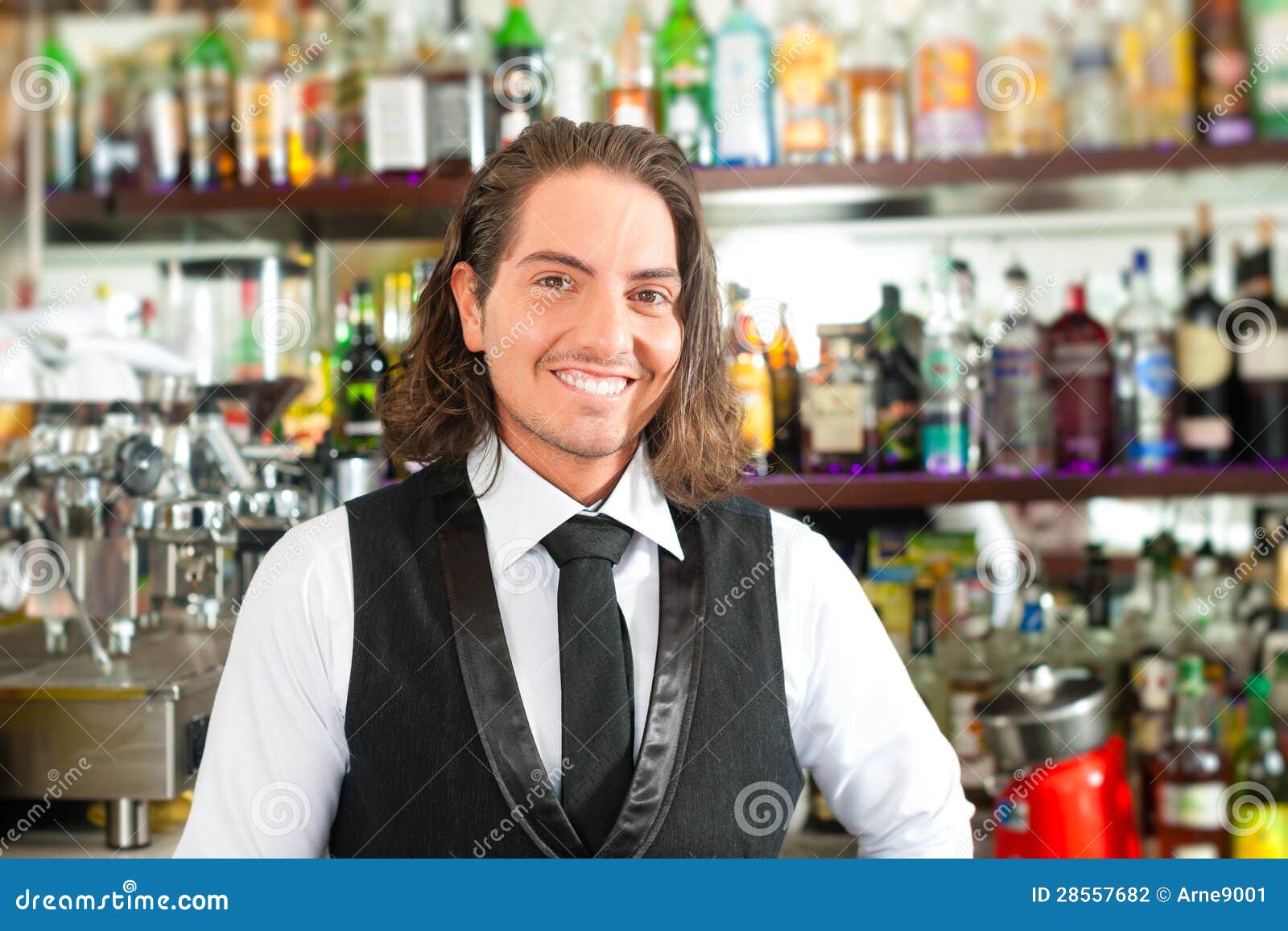 Barista or Barman Behind His Bar Stock Photo - Image of working ...