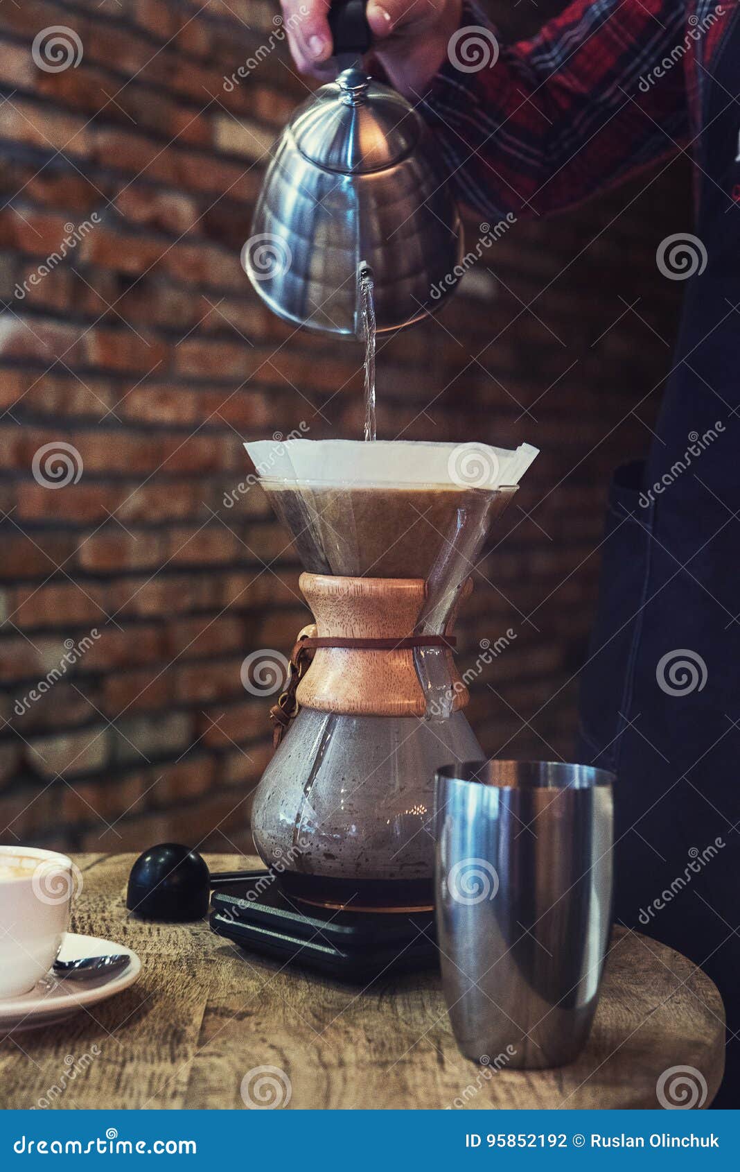 Barista brewing coffee stock photo. Image of aeropress - 95852192