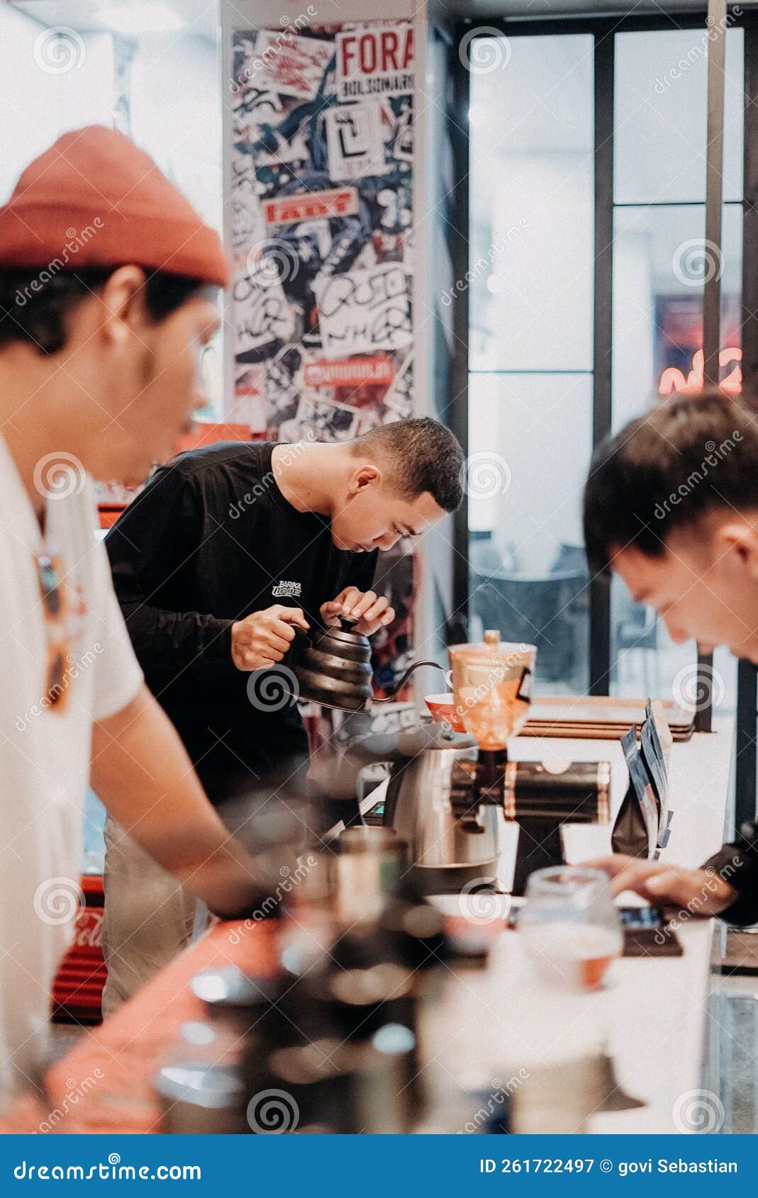 Barista brewing coffee editorial photography. Image of manual - 261722497