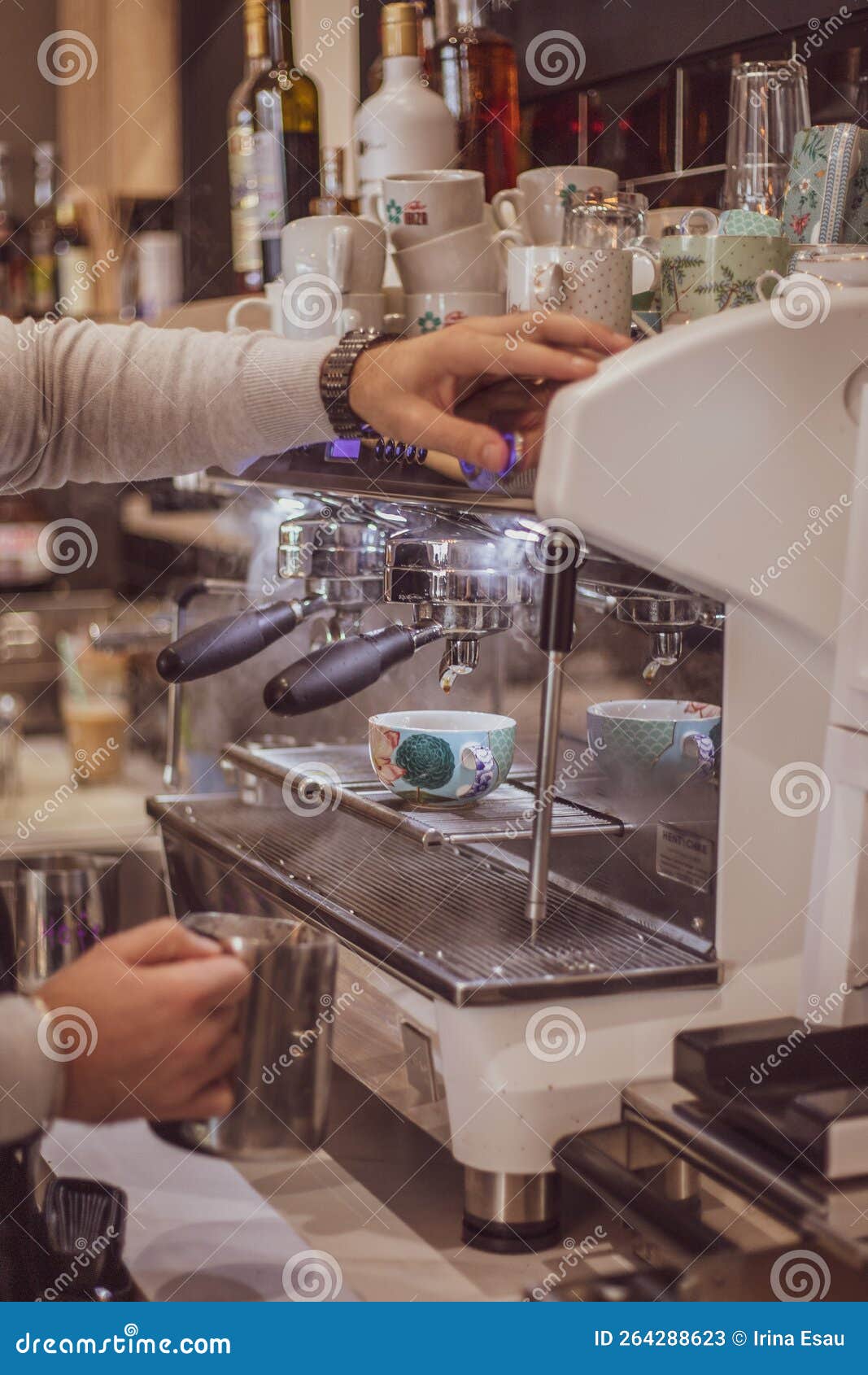 Barista Cafe Making Coffee Preparation Service Concept Stock Image ...