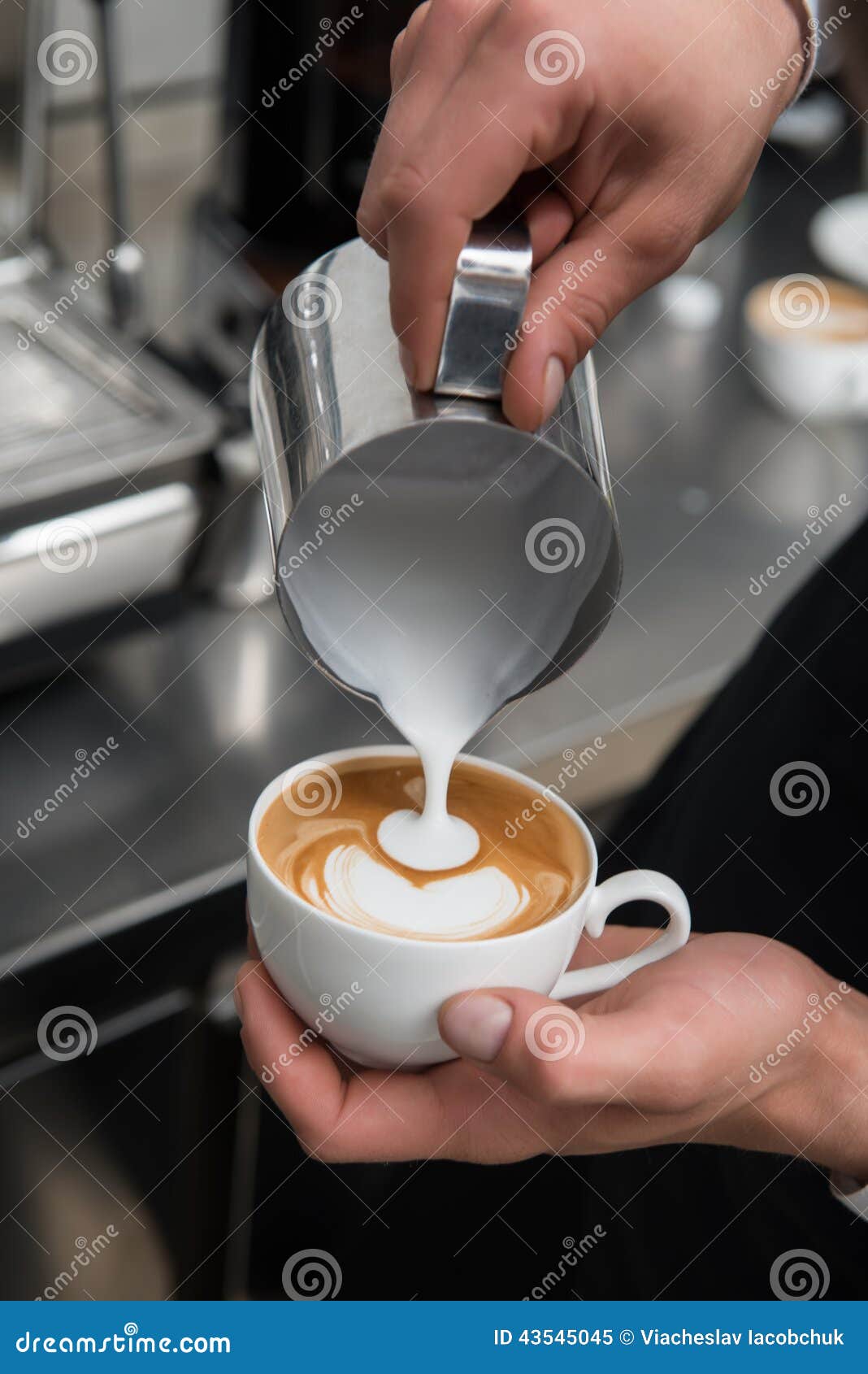 Barista doing your coffee stock image. Image of apron - 43545045