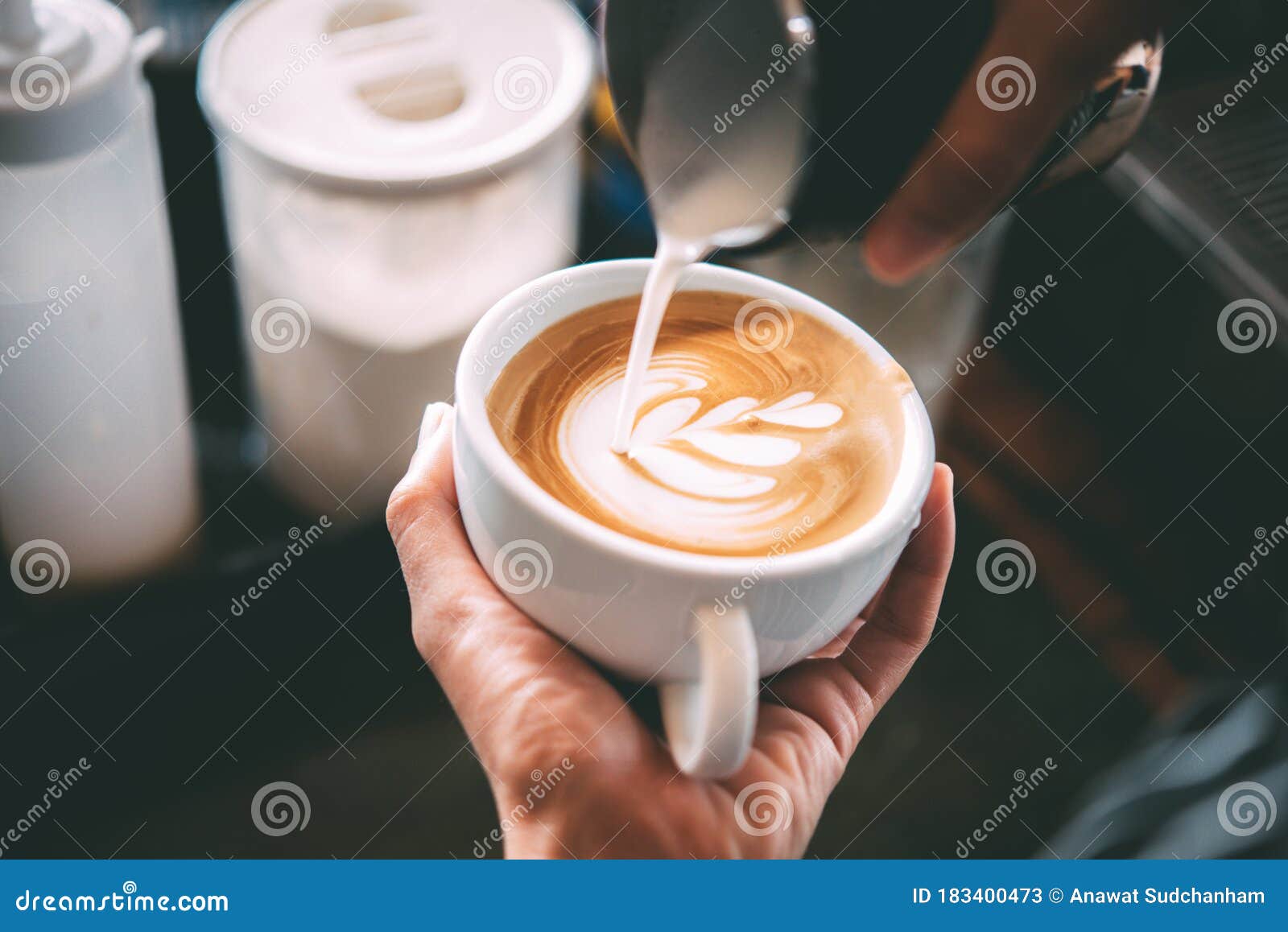 Barista Made Coffee Latte in a Coffee Shop Stock Image - Image of latte ...