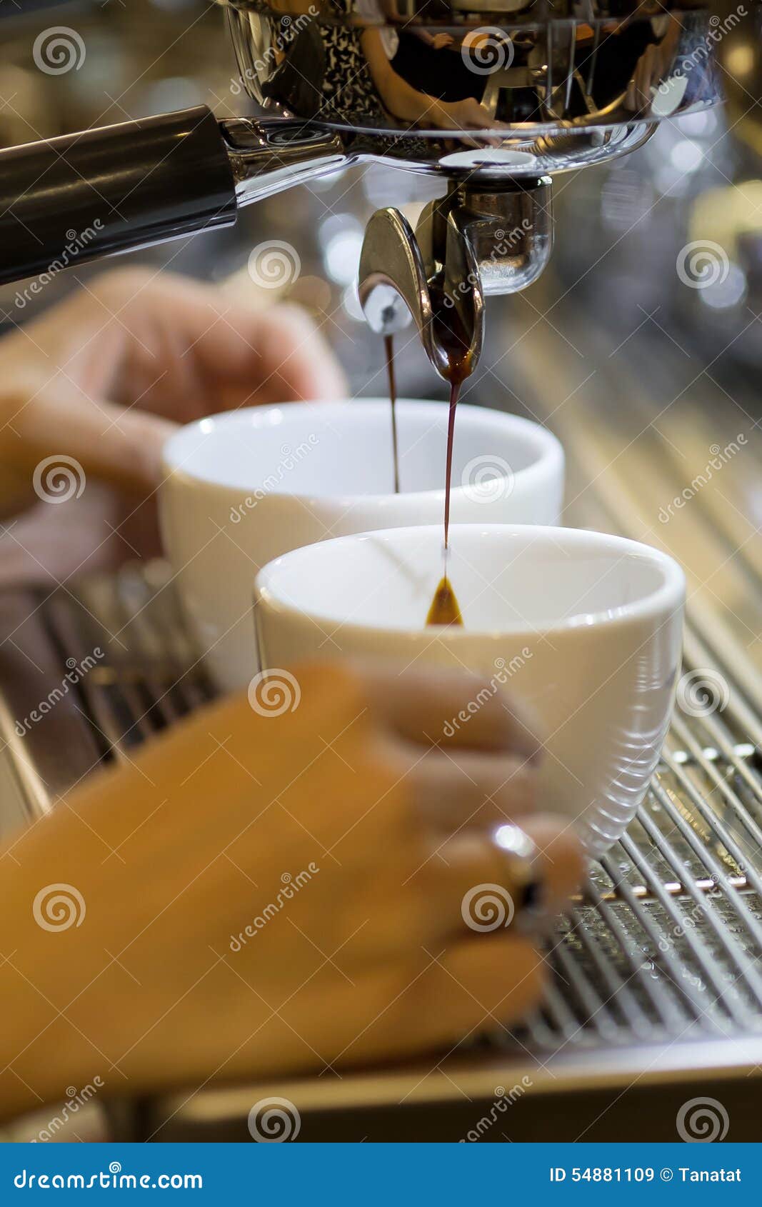 Barista Make Espresso Coffee Stock Image - Image of machine, cafeteria ...