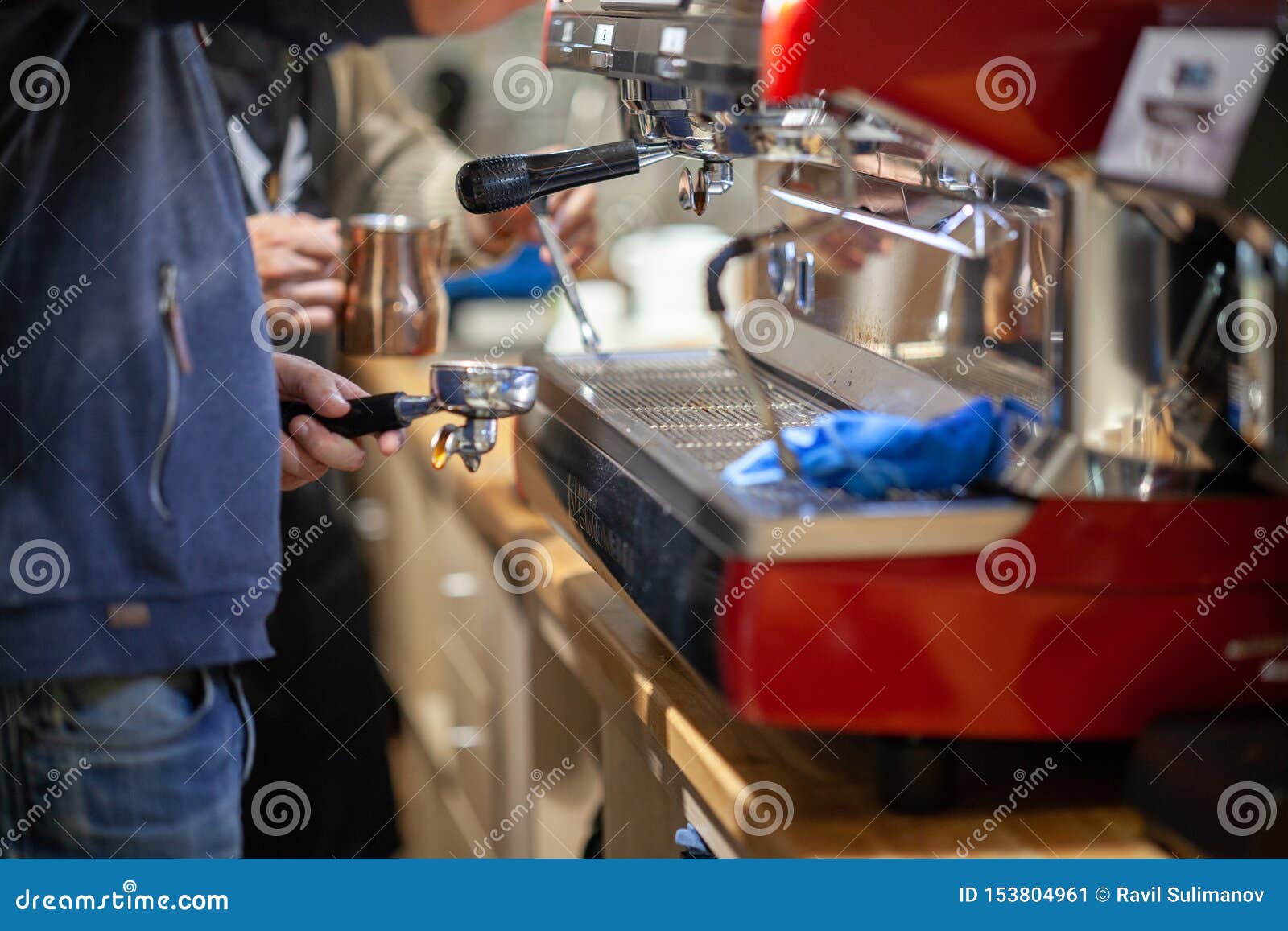 Barista Makes Coffee in the Coffee Machine Stock Image - Image of hobby ...