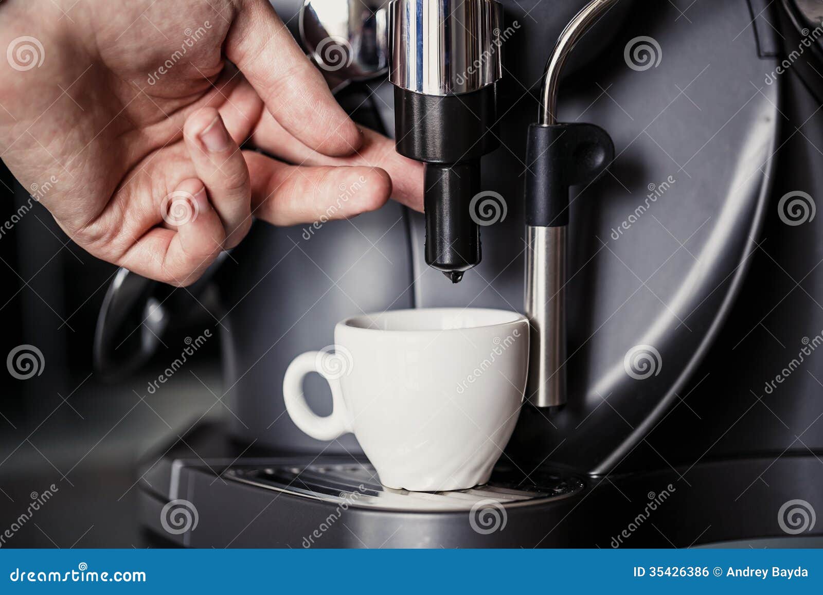 Barista Makes Coffee with a Machine Stock Photo - Image of pouring ...