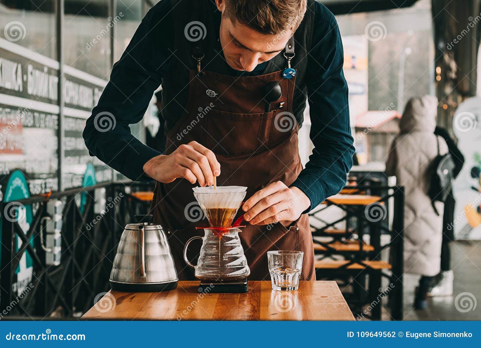Barista Making Coffee in Coffeeshop Stock Photo - Image of business ...