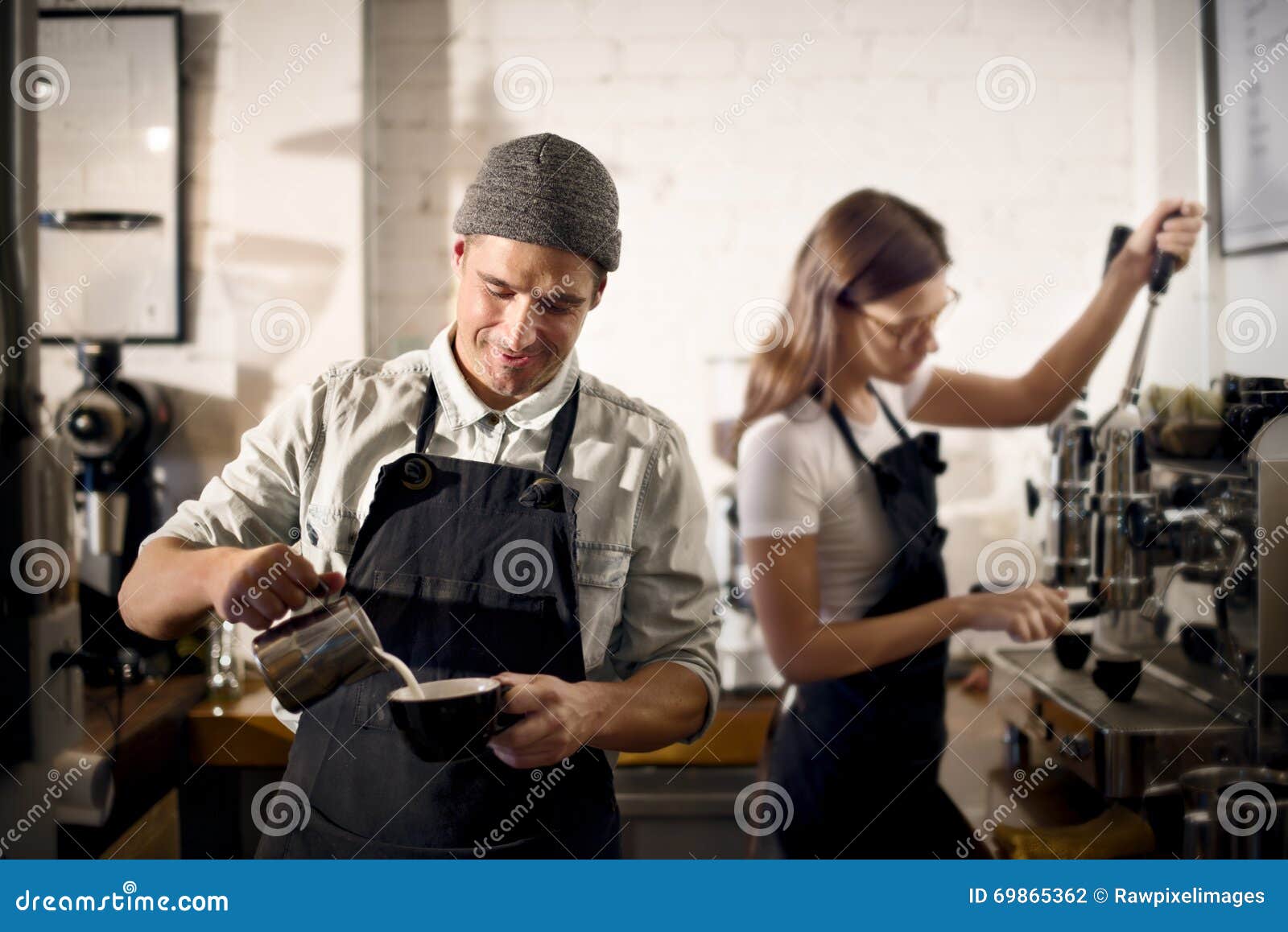 Barista Prepare Coffee Working Order Concept Stock Photo - Image of ...
