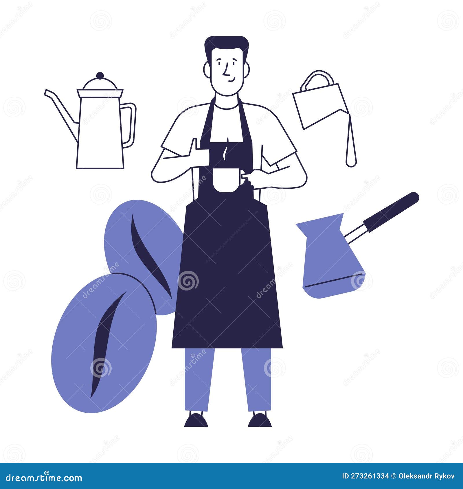 The Barista Prepares Coffee.. Stock Vector - Illustration of industry ...