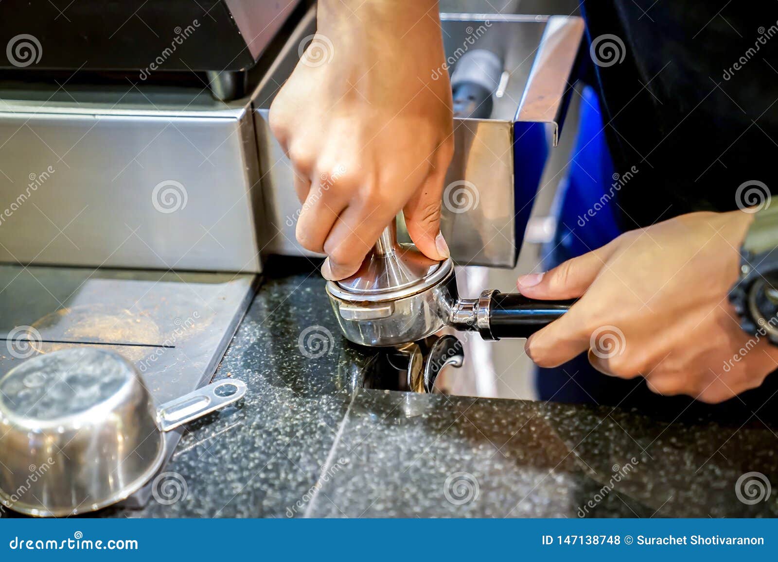 Barista Processes Coffee Drink Stock Photo - Image of employee, indoors ...
