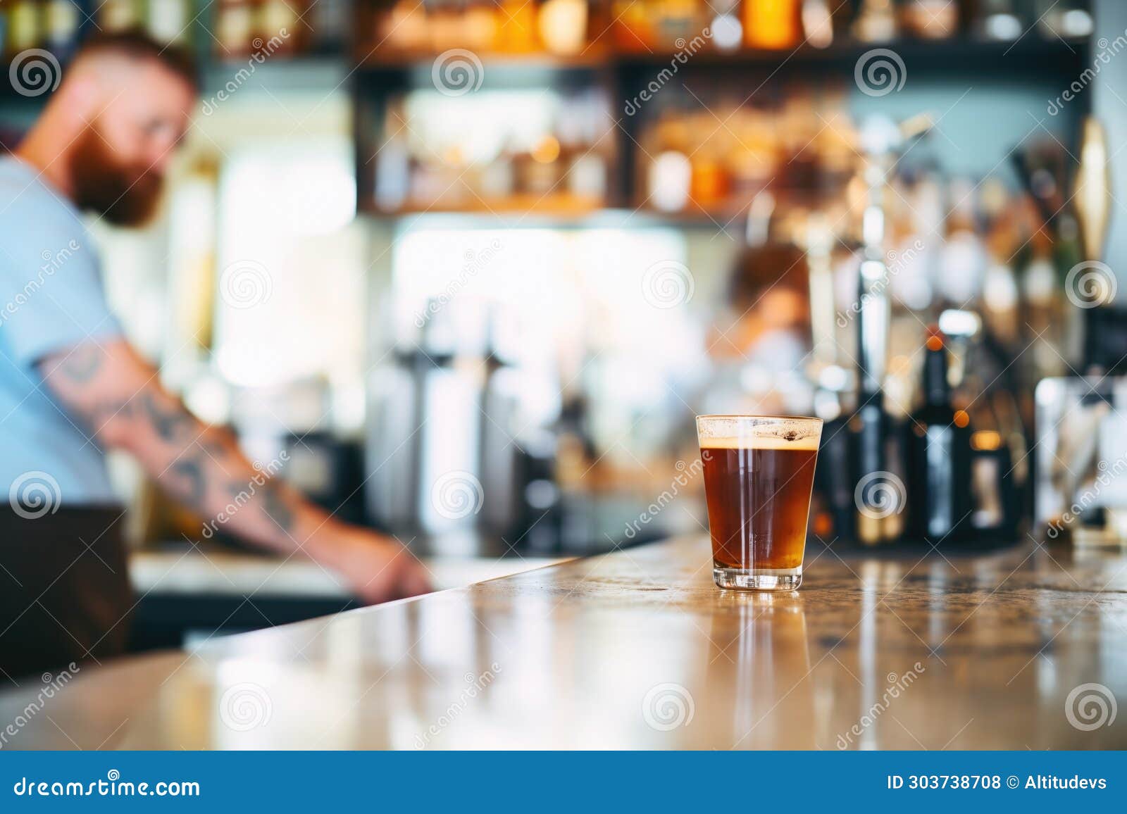 Barista Serving Cold Brew Coffee at Bar Counter Stock Photo - Image of ...