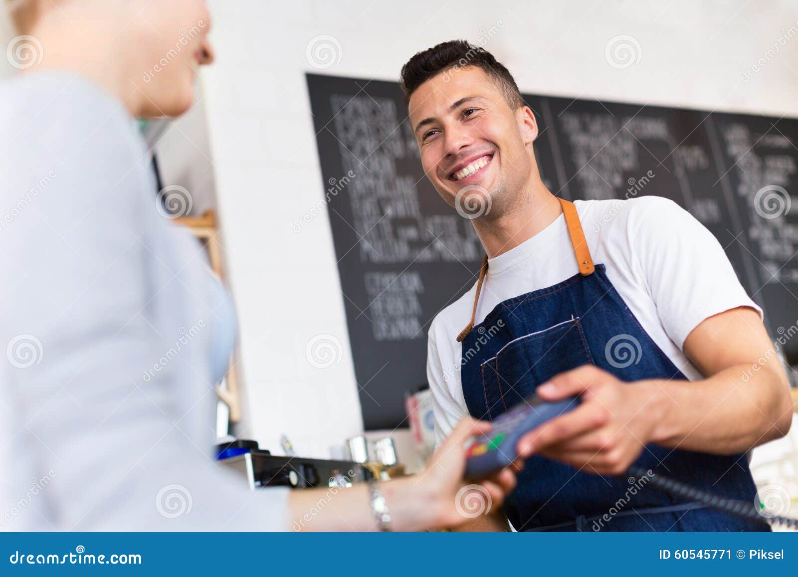 Barista Serving Customer in Coffee Shop Stock Image - Image of indoors ...