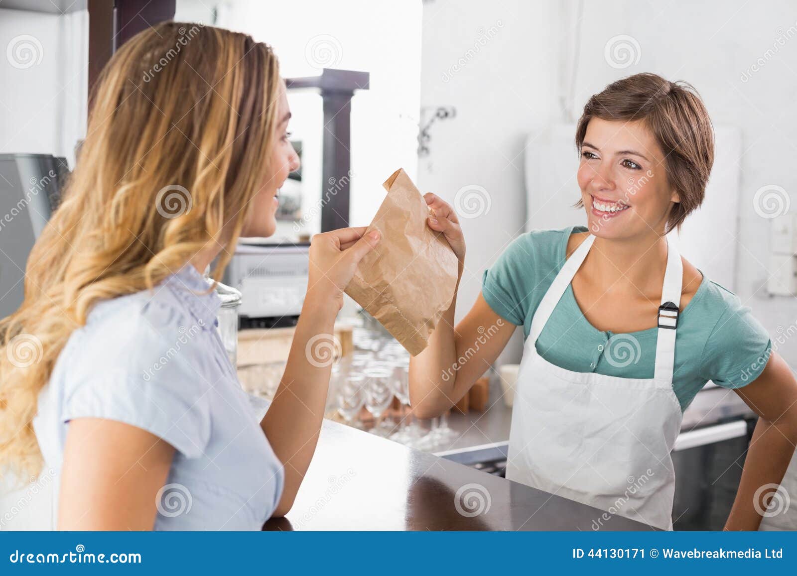 Barista Serving a Happy Customer Stock Image - Image of young, employee ...