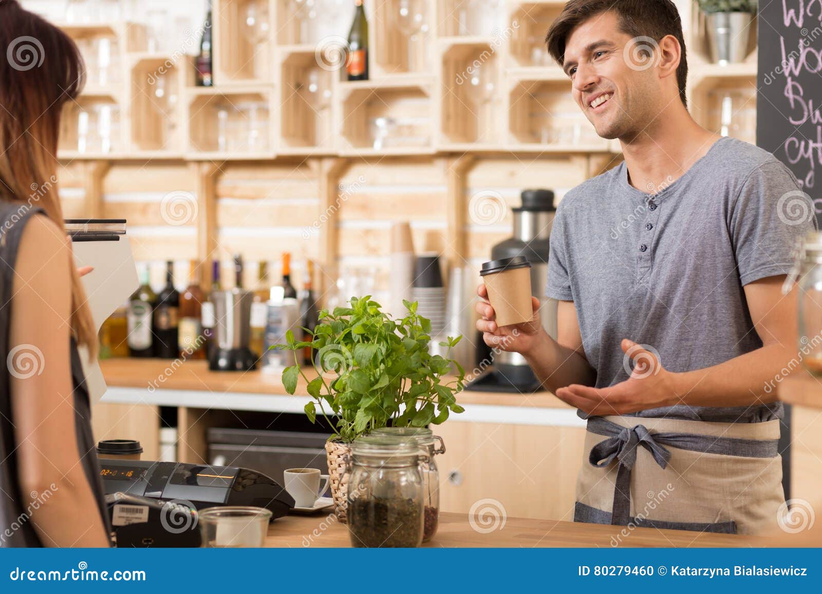 Barista Talking To a Customer Stock Photo - Image of lifestyle, women ...