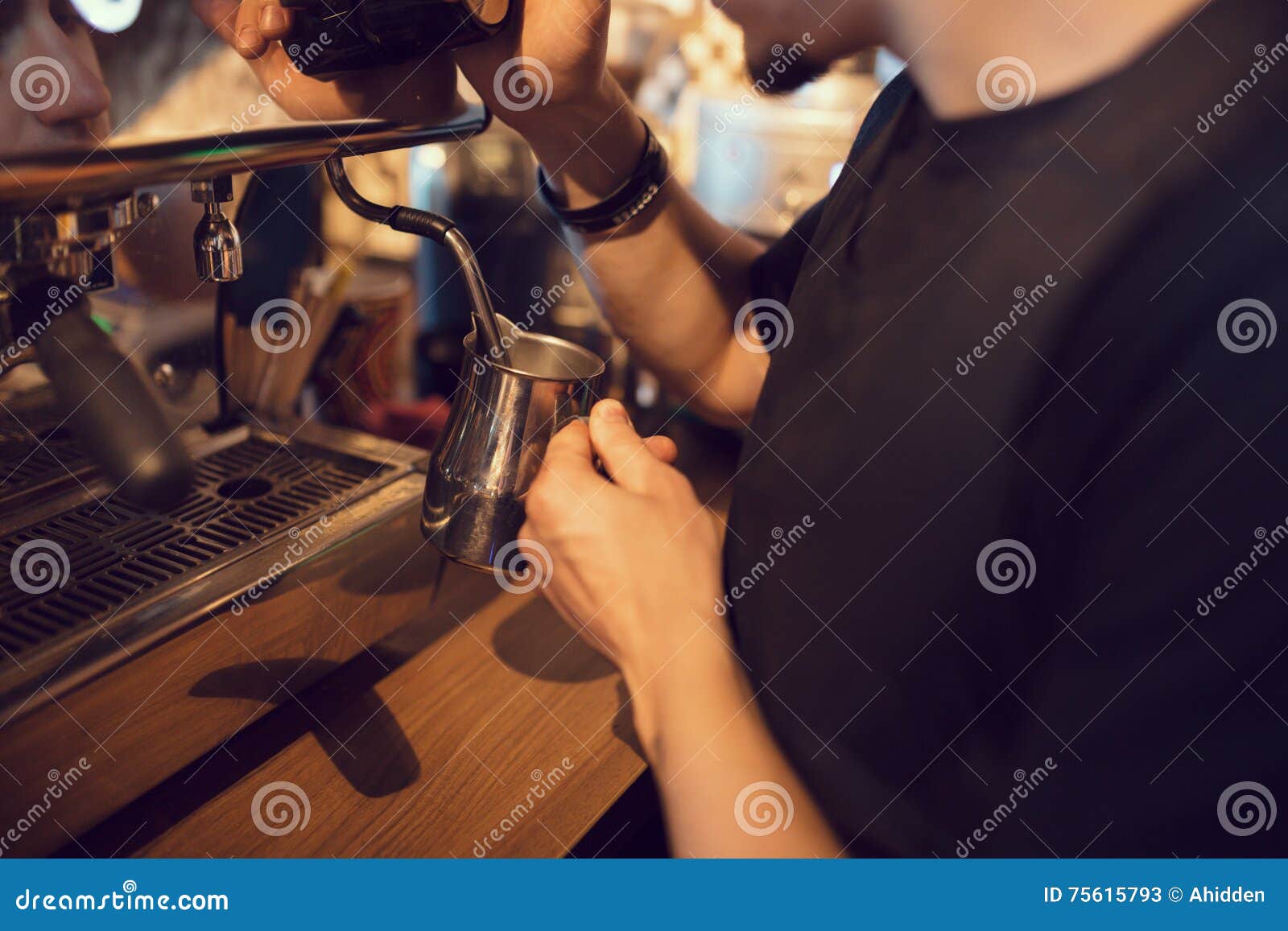 Barista at Work in a Coffee Shop Stock Image - Image of preparing ...