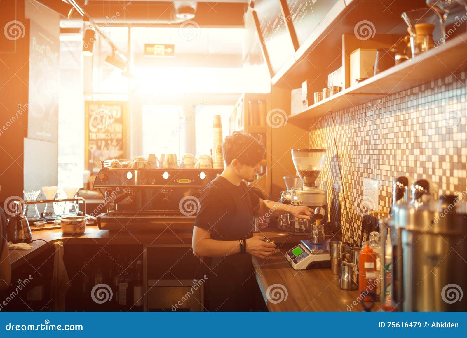 Barista at Work in a Coffee Shop Stock Image - Image of restaurant ...