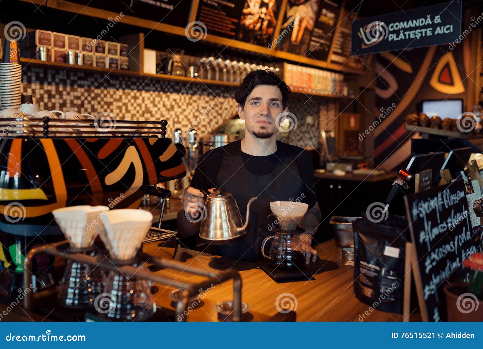 Barista at Work in a Coffee Shop Stock Image - Image of preparation ...