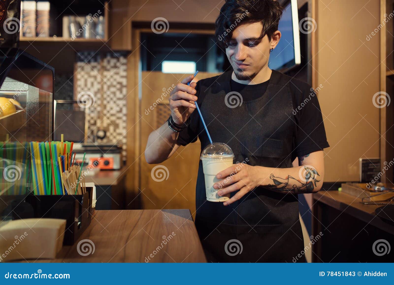 Barista at Work in a Coffee Shop Stock Image - Image of employee ...
