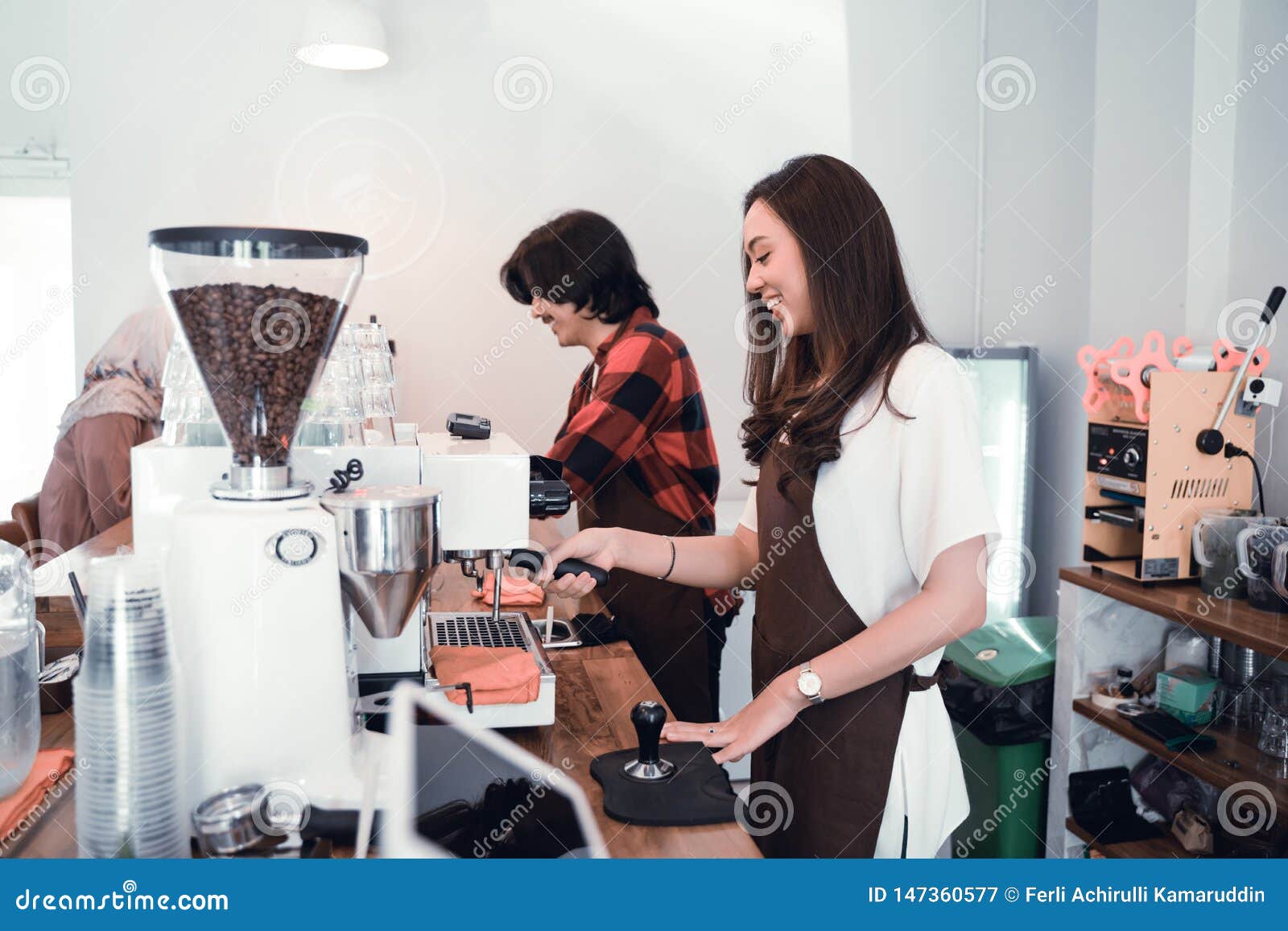 Barista Working Together in Kitchen Stock Image - Image of barista ...