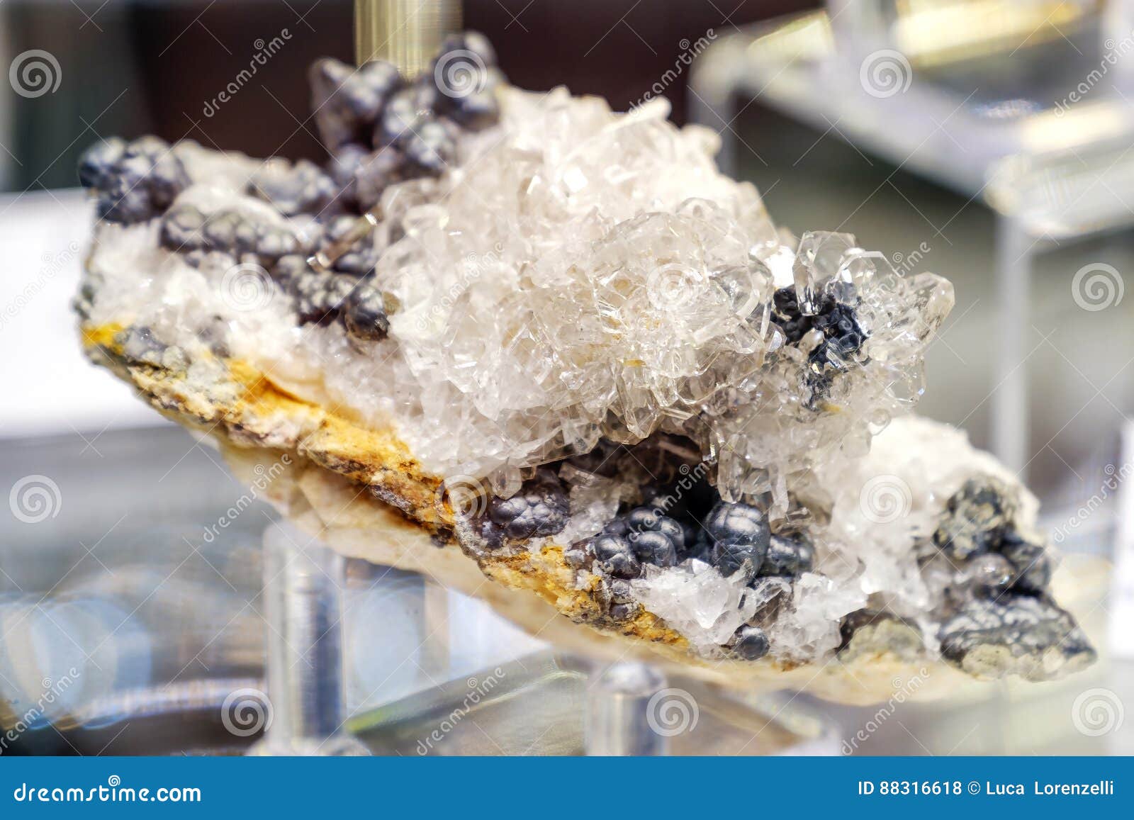Barite Mineral Rock Stone In Hand. A Mineral Consisting Of Barium ...