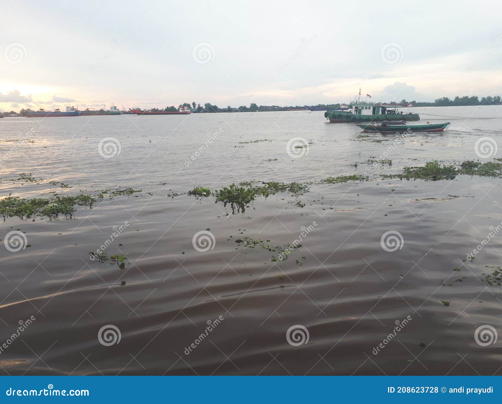 Barito River Waterway is Very Wide and Long Stock Photo - Image of ...