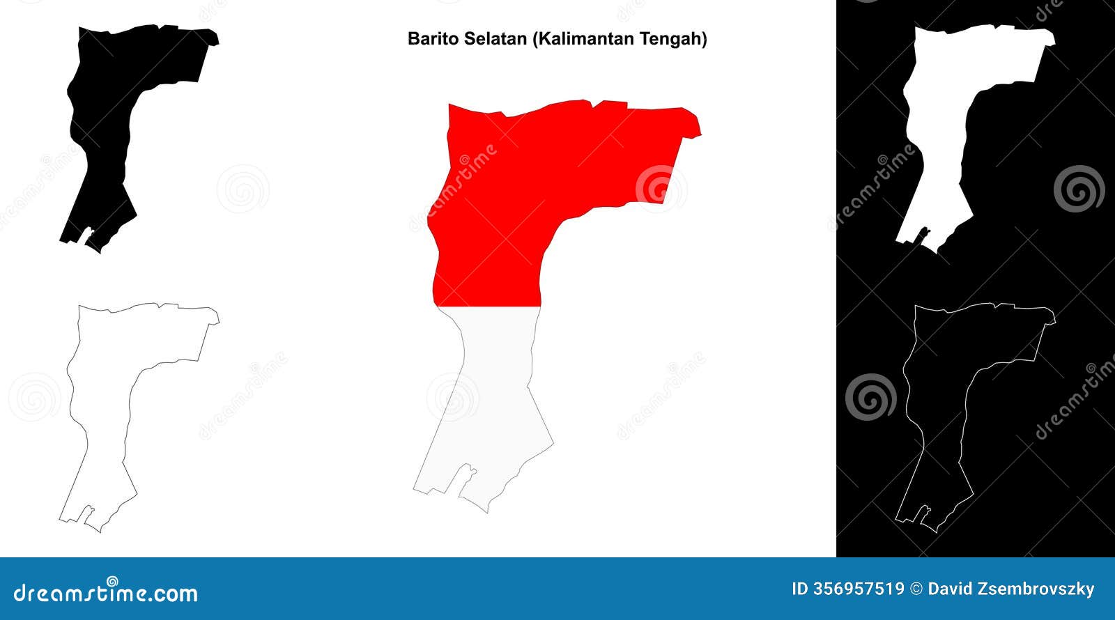 Barito Selatan outline map stock illustration. Illustration of region ...