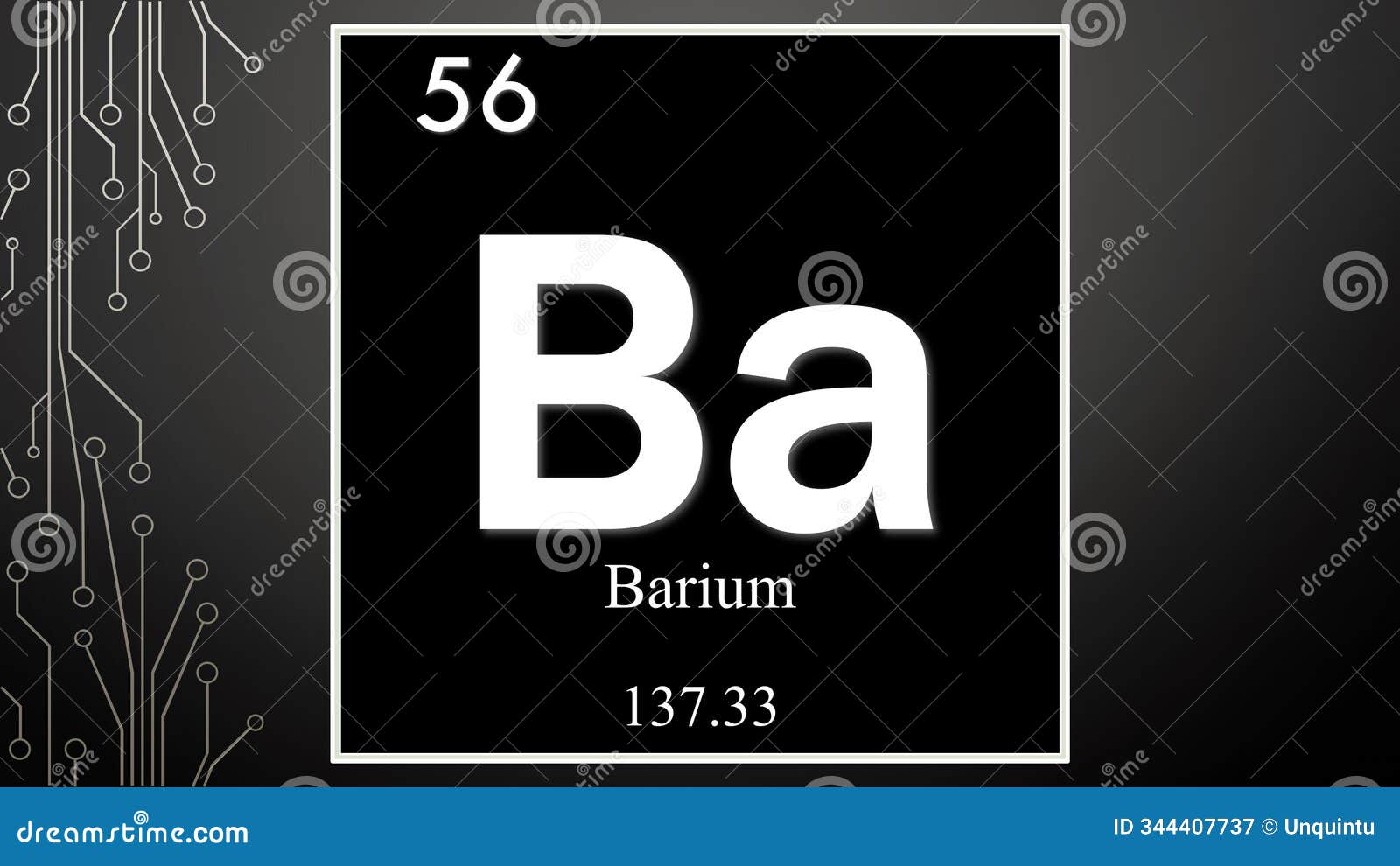 Barium Chemical Element Symbol on Black Abstract Background Stock ...