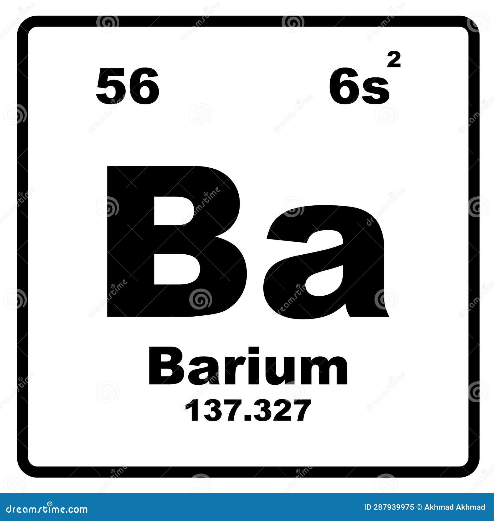 Barium Element On The Periodic Table, Alkaline Earth Metal With Element ...