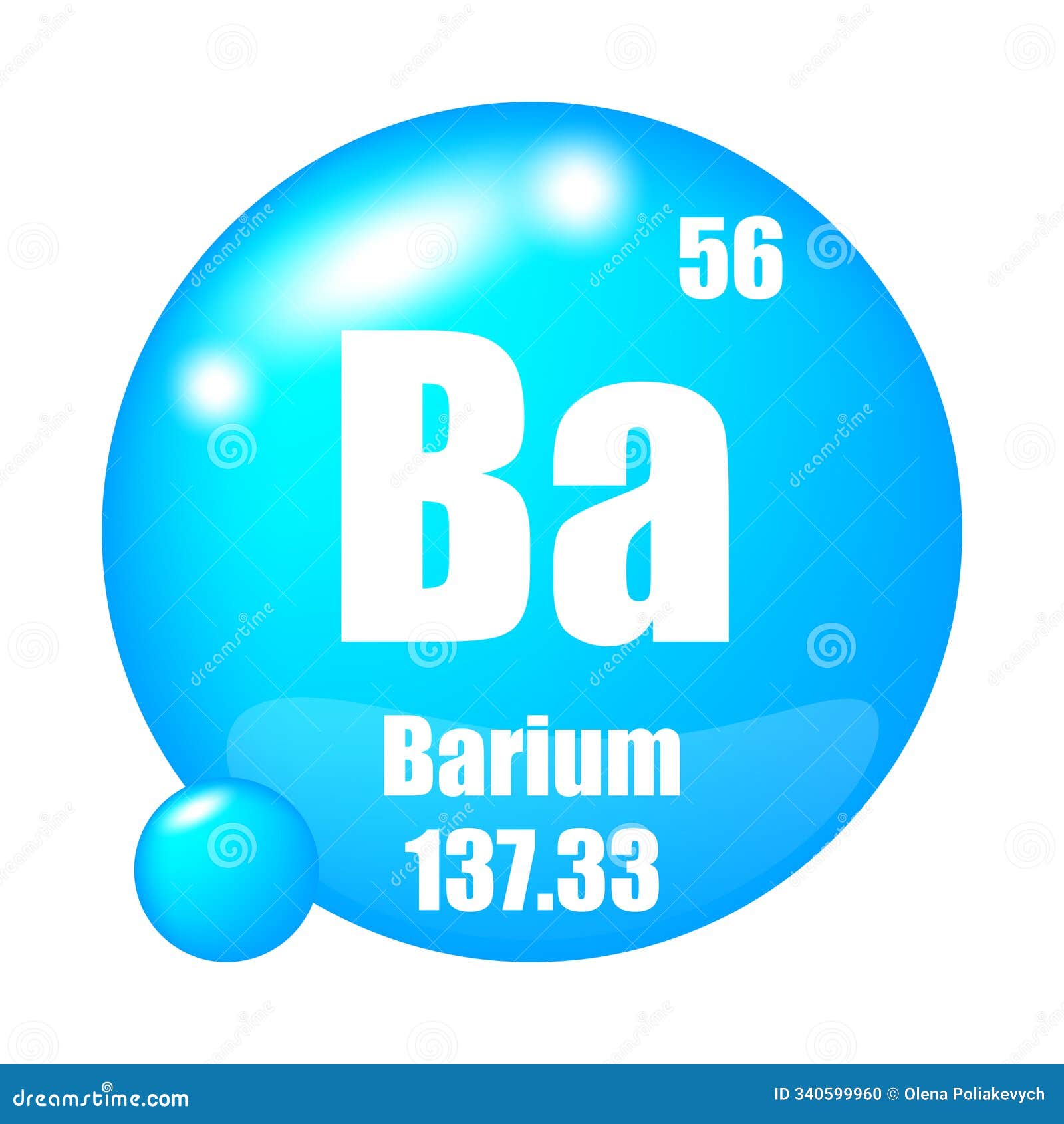 Barium Icon. Ba Chemical Element. Atomic Number 56. Mass 137.33. Blue ...