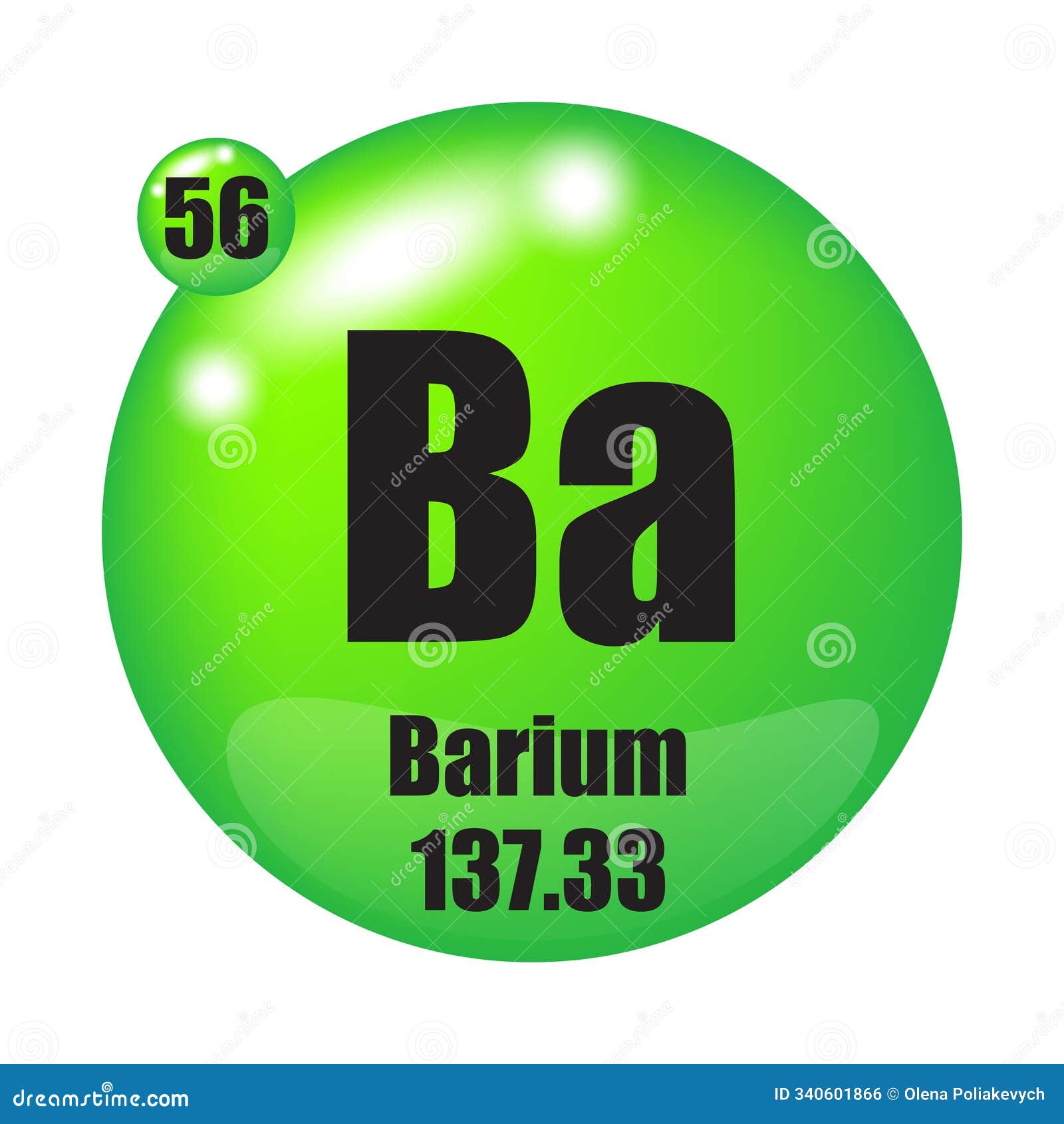 Barium Icon. Ba Chemical Element. Atomic Number 56. Mass 137.33. Green ...