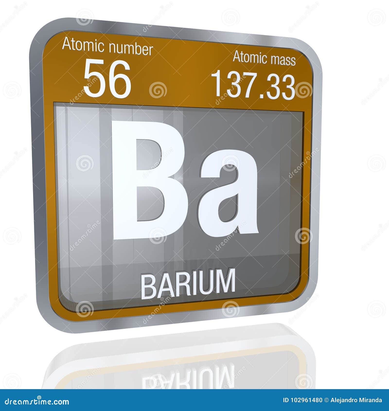 Barium Symbol In Square Shape With Metallic Border And Transparent ...